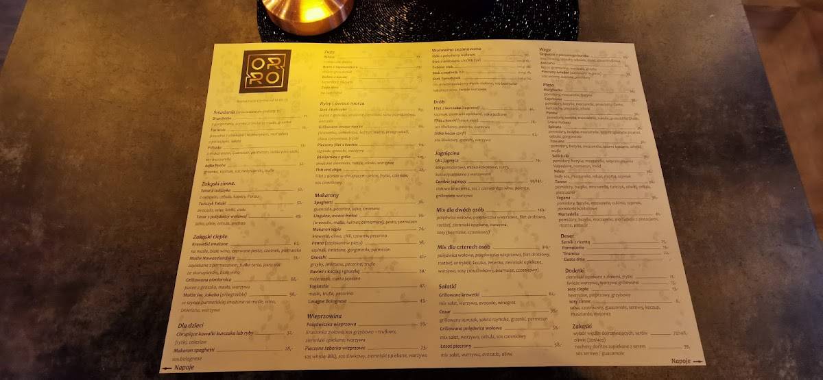 Menu at ORRO Restauracja & Bar, Szczecin, Arkońska 28