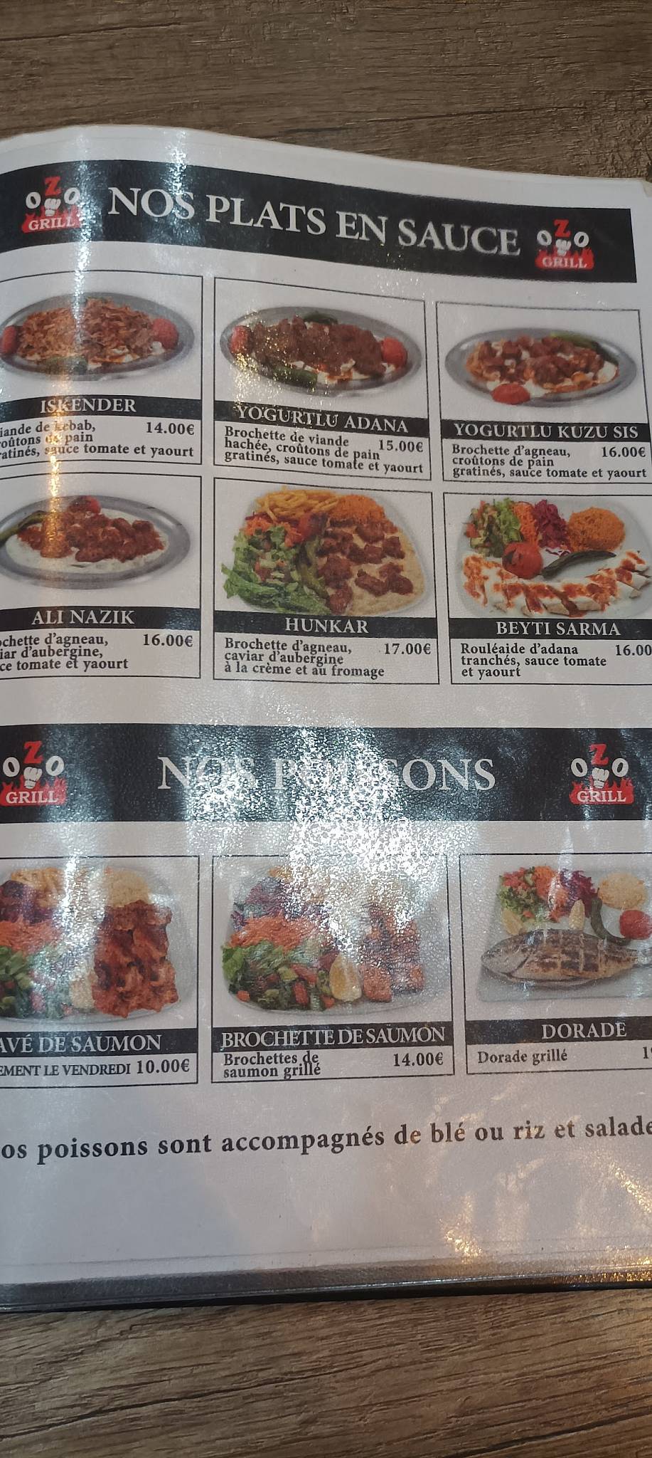 Menu au OZO GRILL restaurant, Garges-lès-Gonesse