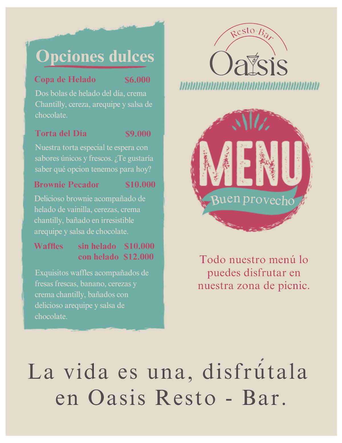 Menu at Oasis Restaurante Bar, Salento