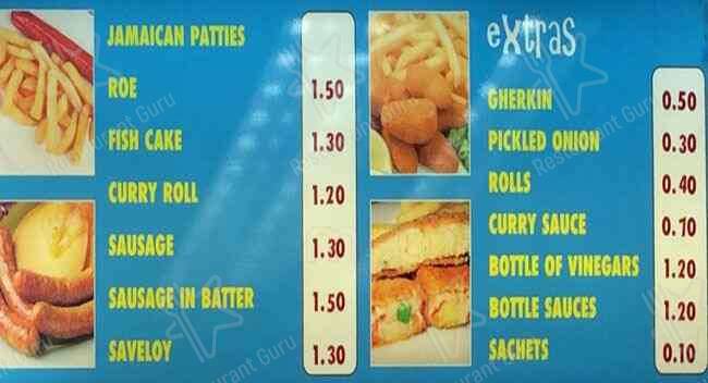 Menu at Ocean Fish Bar, London, 78 White Horse Ln