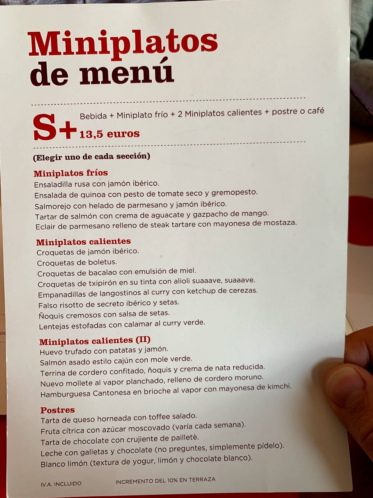 Carta del pub y bar Ochenta Grados Las Tablas, Madrid, C. del Mirallos