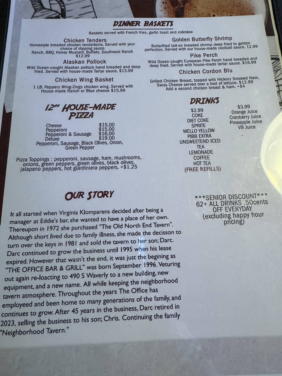 Menu at Office Bar & Grill, Holland