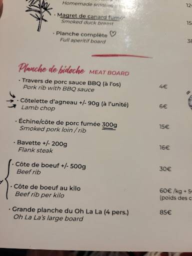 Menu at Oh La La !! restaurant, Bayeux