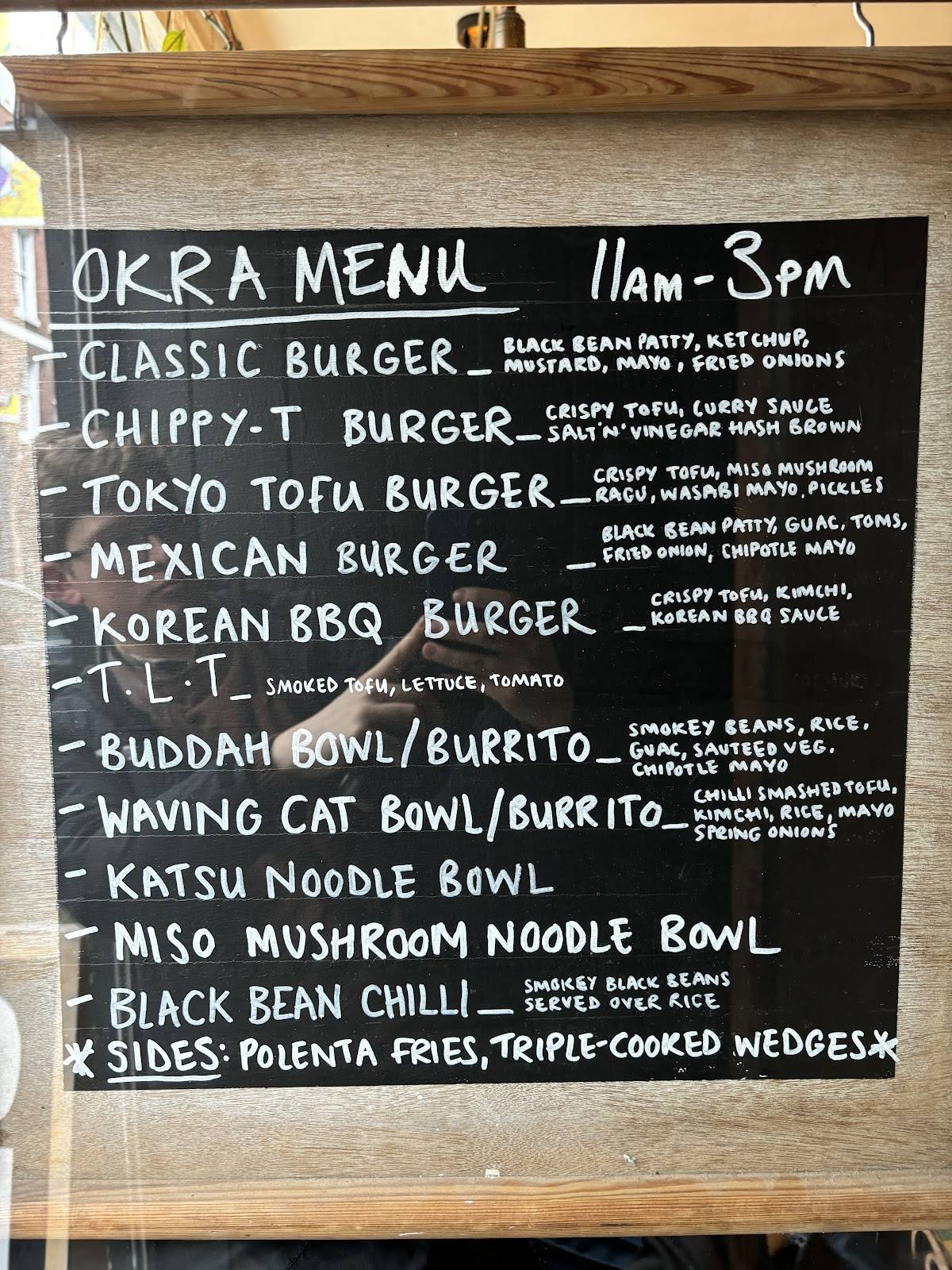 Menu at Okra restaurant, Shrewsbury