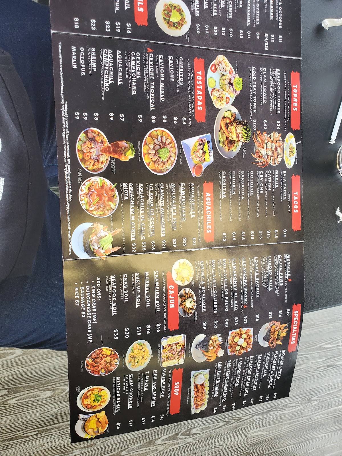 Menu at Mariscos KC restaurant, Olathe