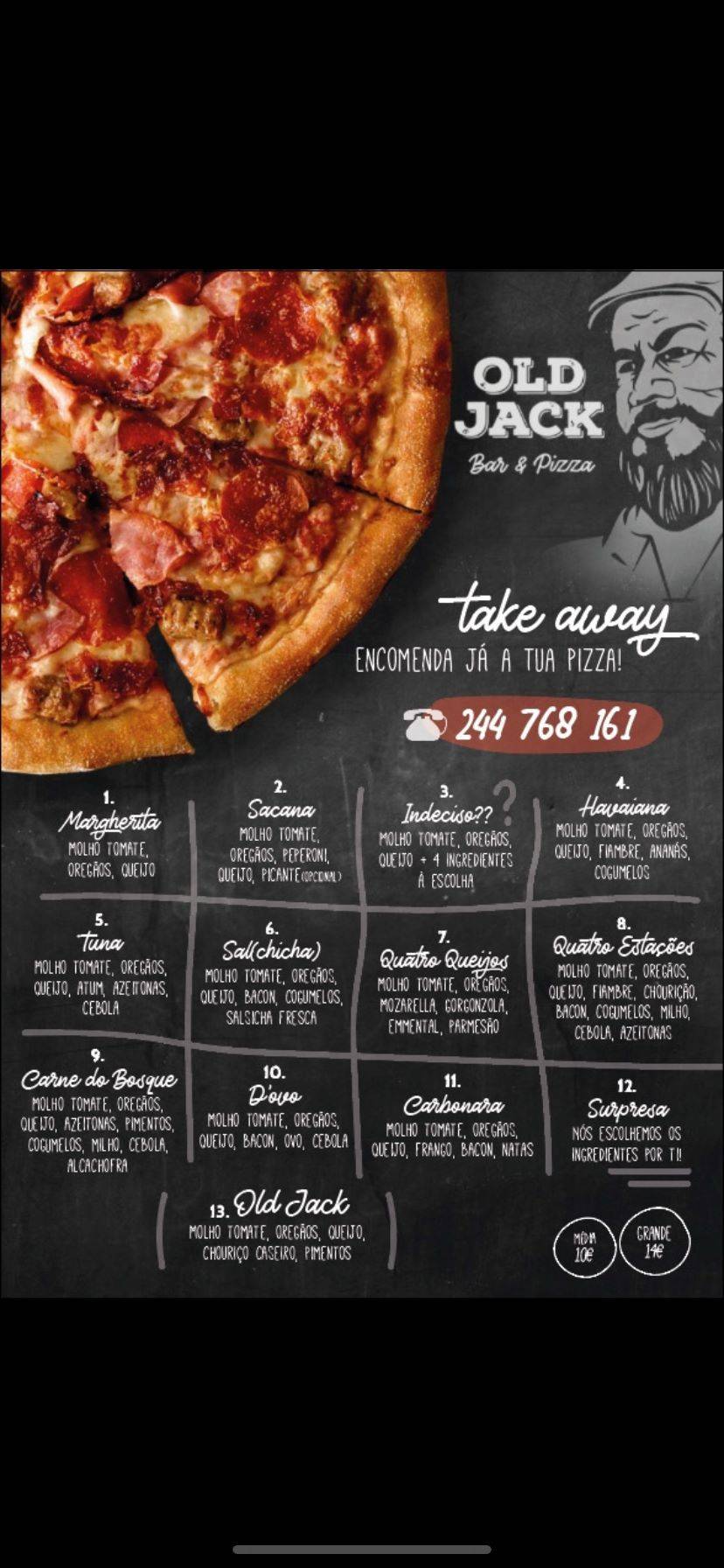 Menu em Old Jack restaurante, Batalha