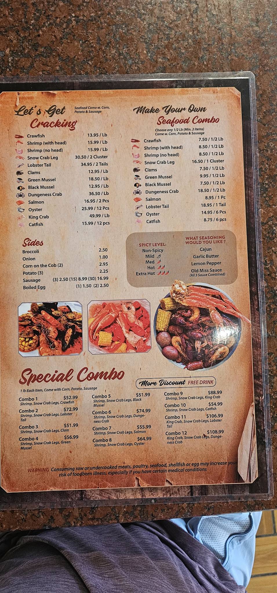 Menu at Old Miss restaurant, Greenville