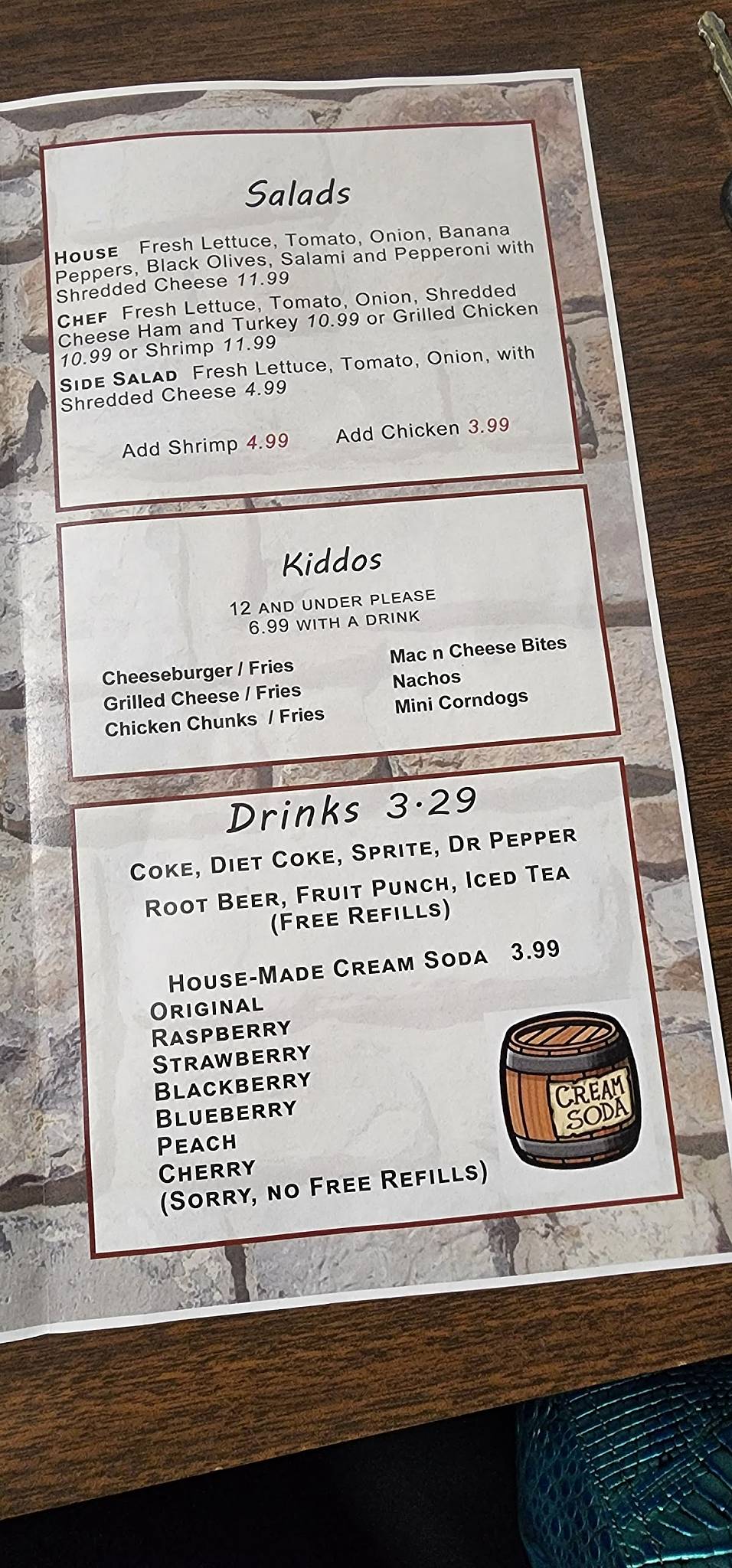 Menu at Ole Mill Tavern pub & bar, Mountain Home, US-62
