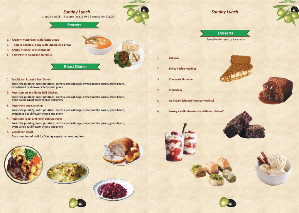 Menu at Olive Tree Restaurant, Bristol, 773 Fishponds Rd
