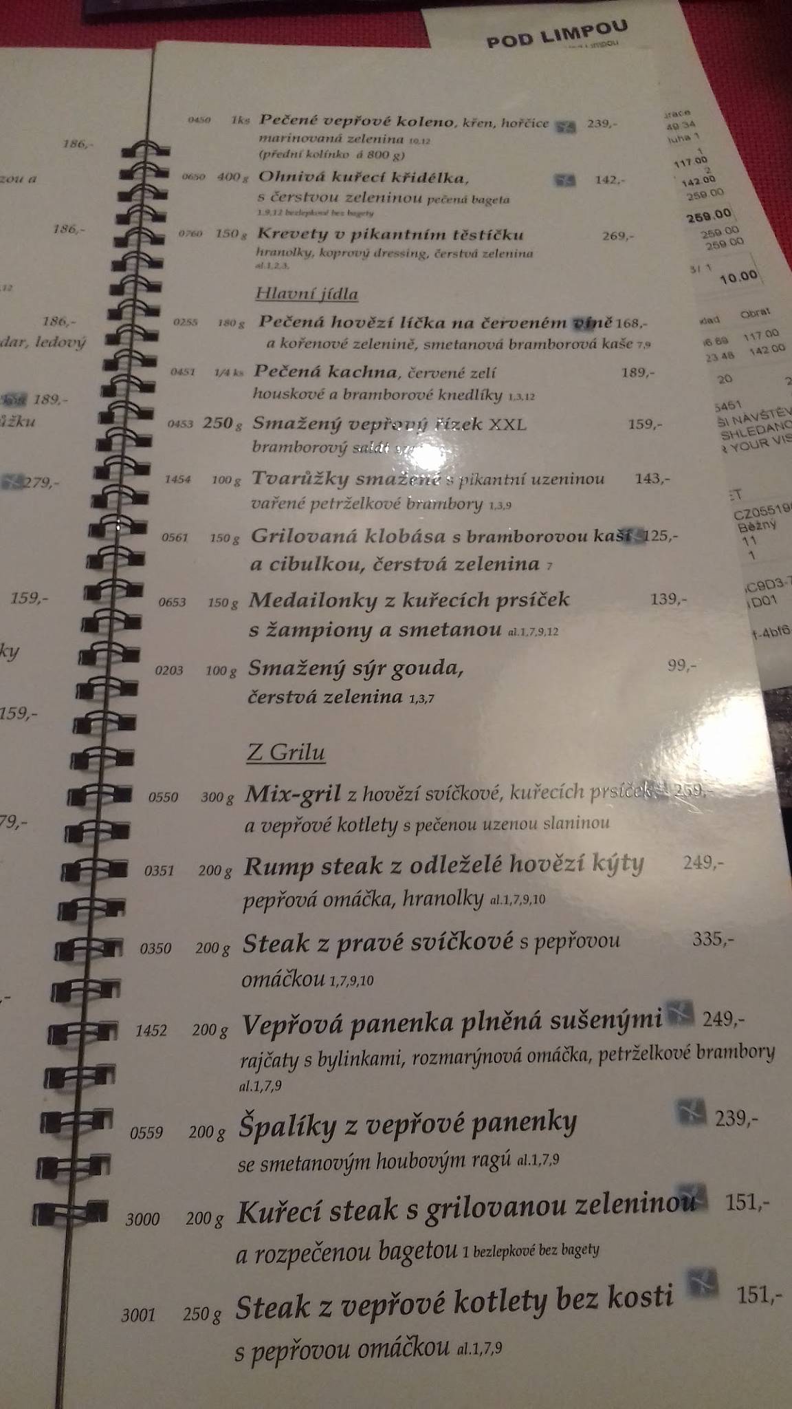 Menu at Restaurace Pod Limpou BBQ, Olomouc