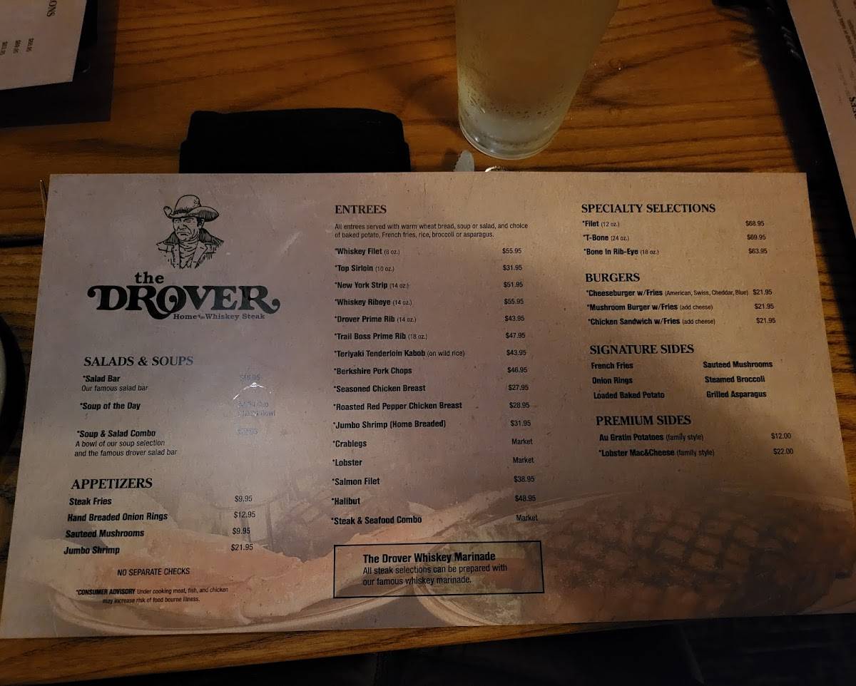 Menu at The Drover pub & bar, Omaha, S 73rd St