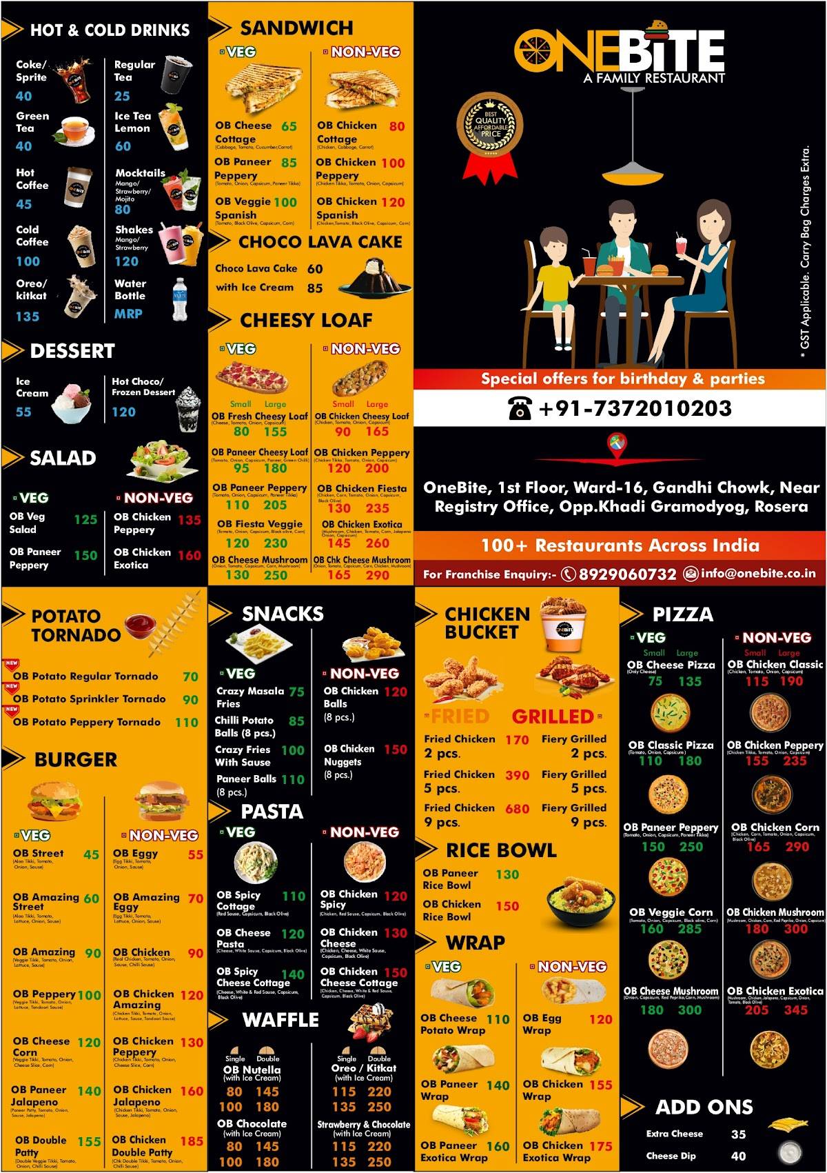 Menu at One Bite Rosera, Rosera