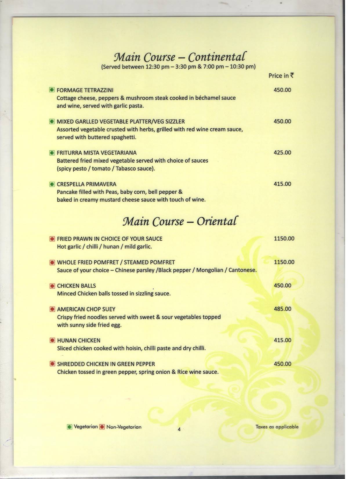 Menu at Orchid Restaurant, Gangtok