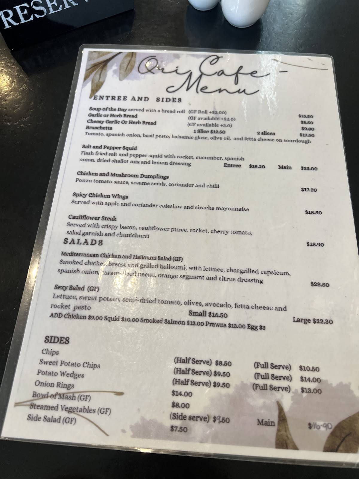 Menu at Ori Cafe, Springwood