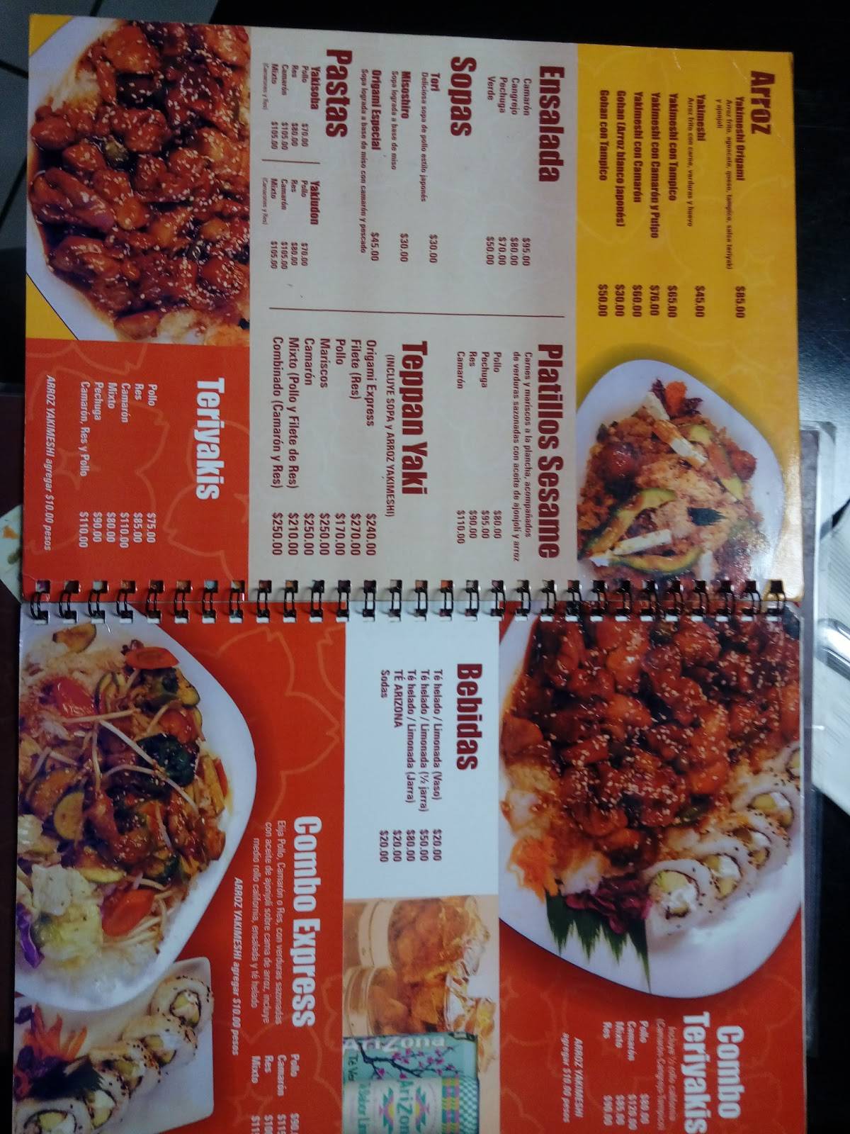 Carta del restaurante Origami Express - Valle del Puebla, Mexicali