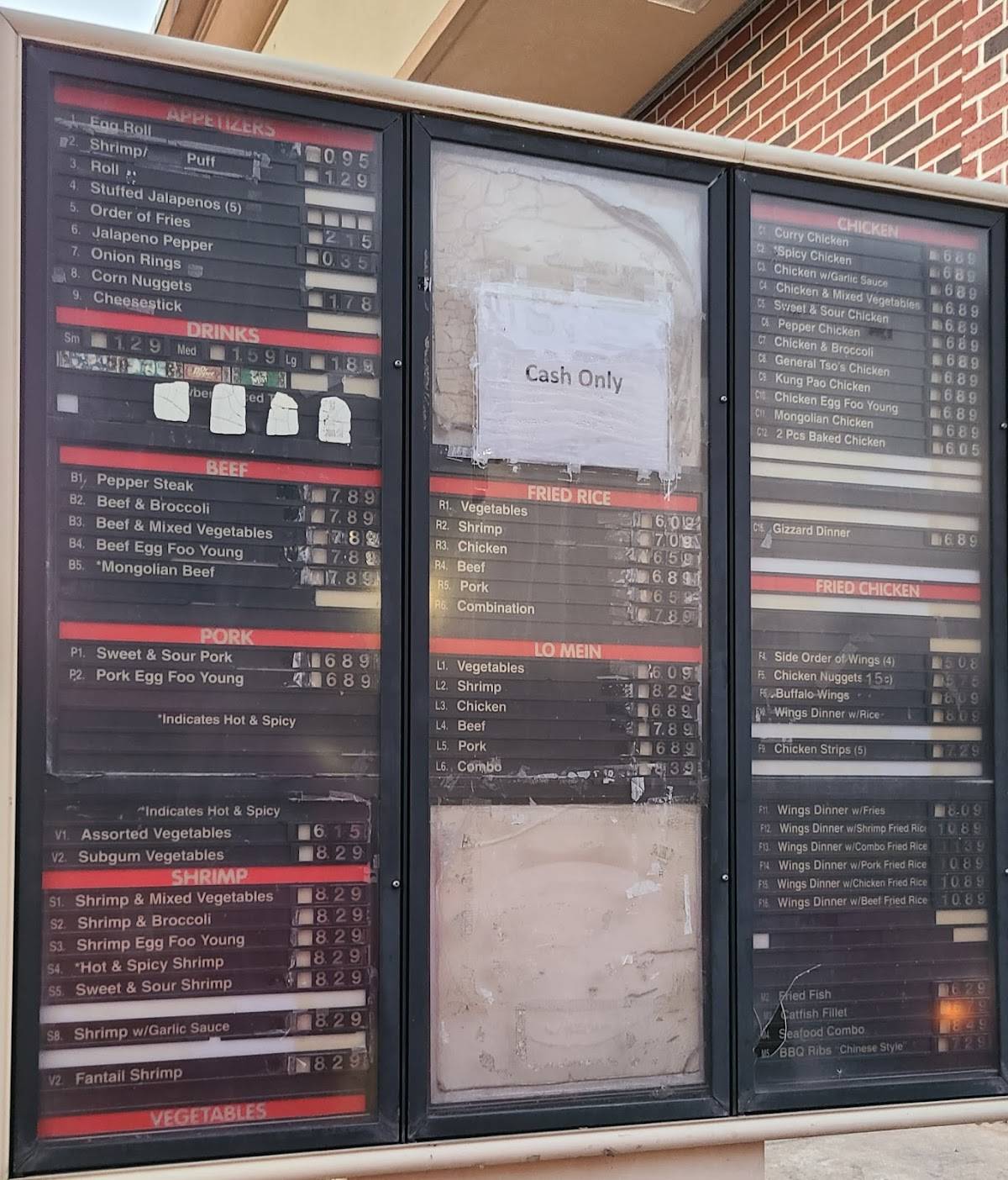 Menu at Original Timmy Chan restaurant, Houston, Cullen Blvd