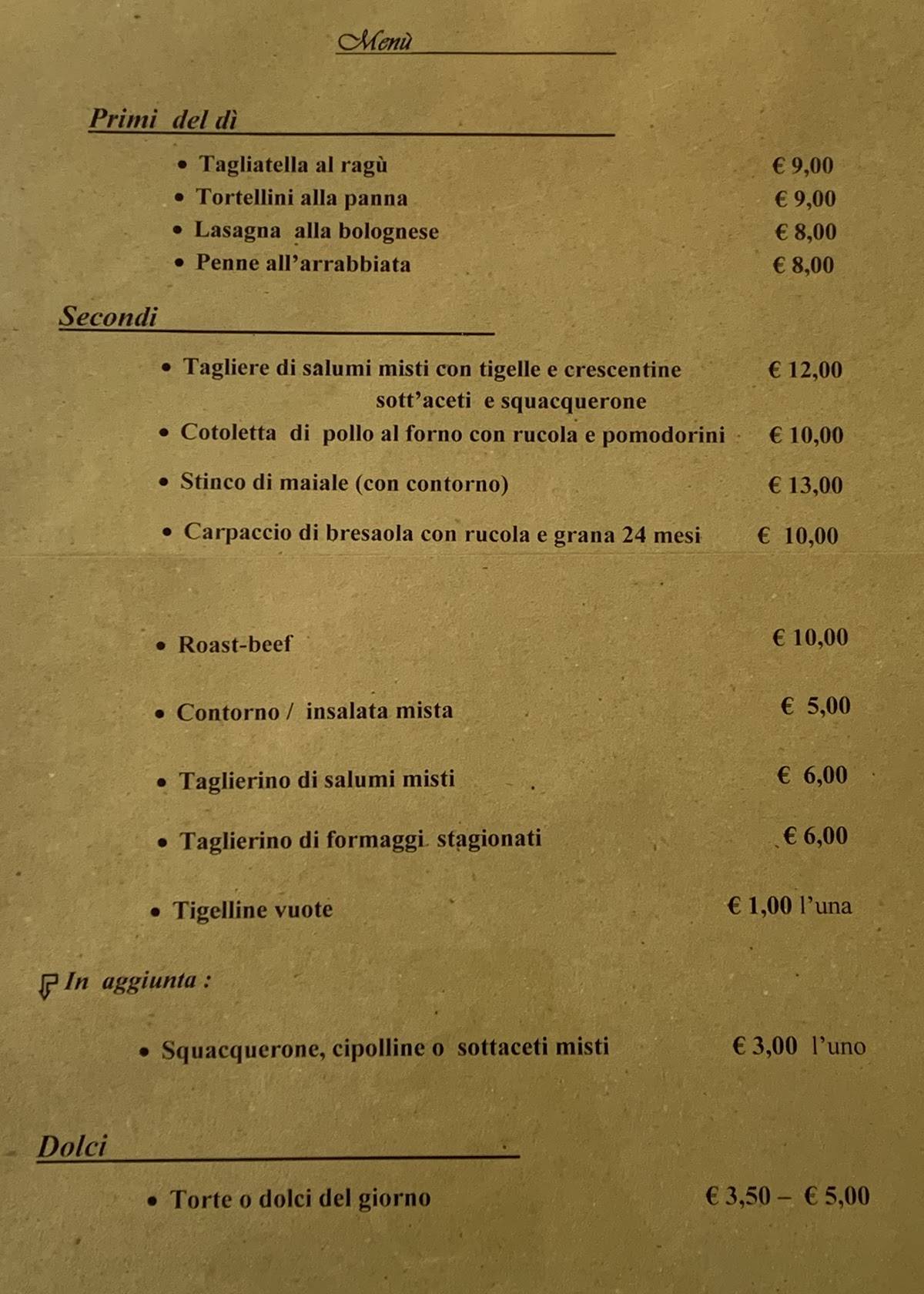 Menu au Osteria La Grotta dal 1918 di Negri Filippo restaurant, Sasso ...