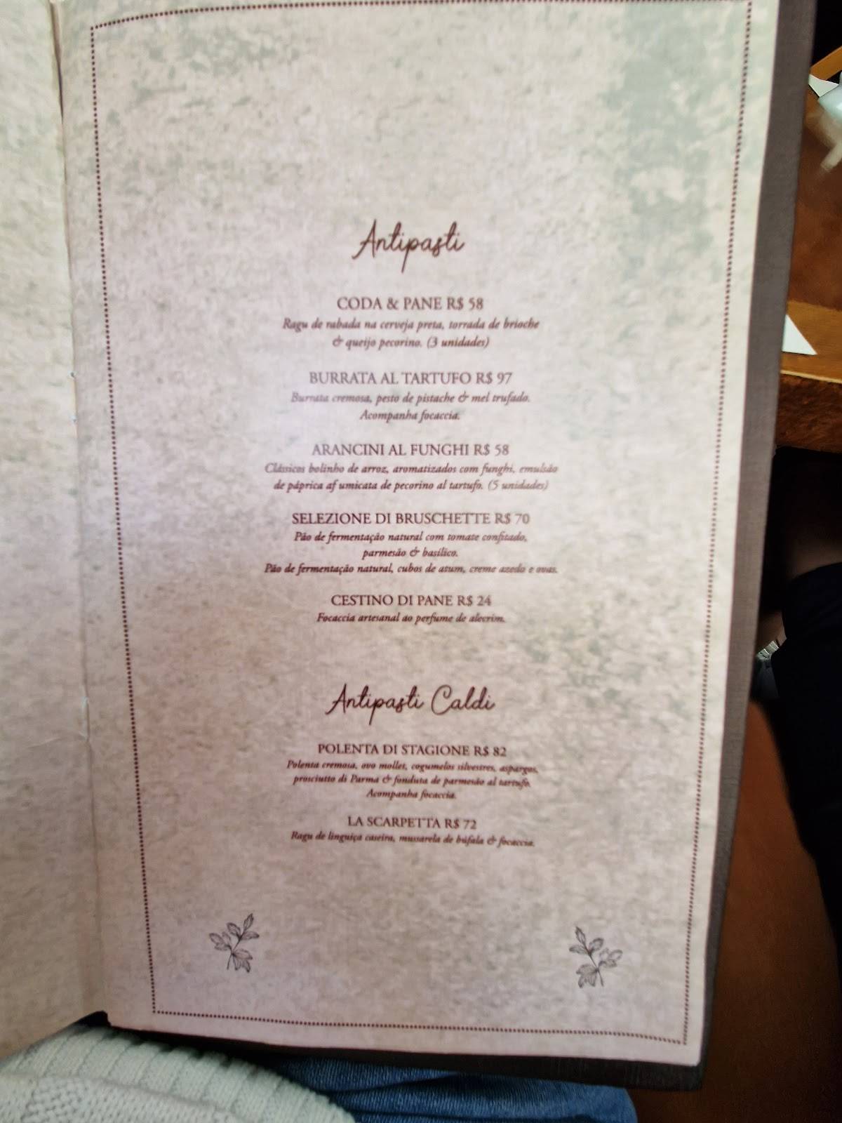 Menu em Osteria Nonna Rosa restaurante, São Paulo