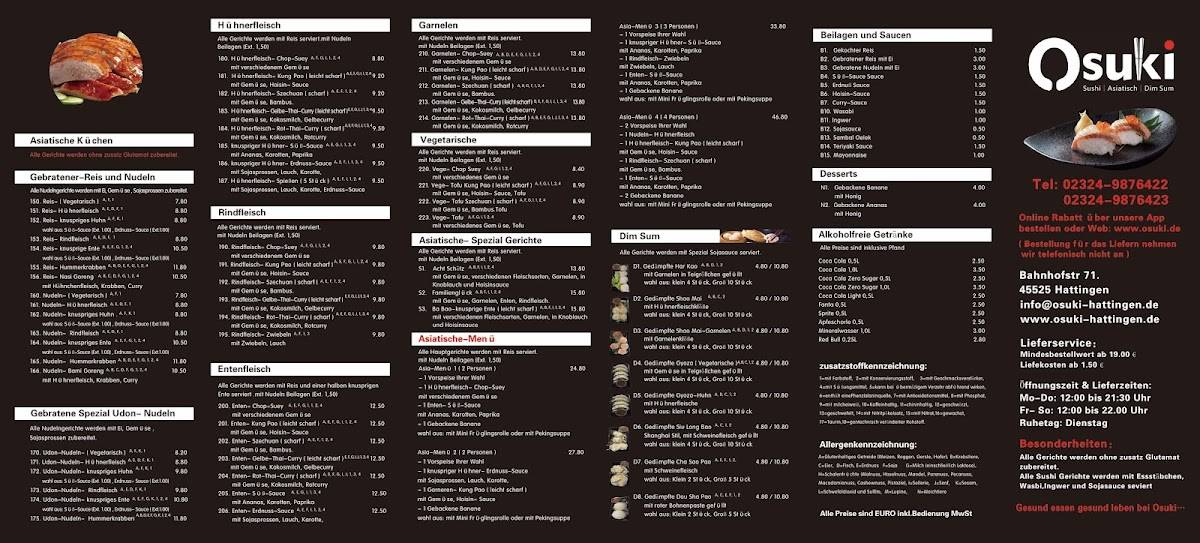 Speisekarte von Osuki-Sushi-Asiatisch-Dimsum, Hattingen