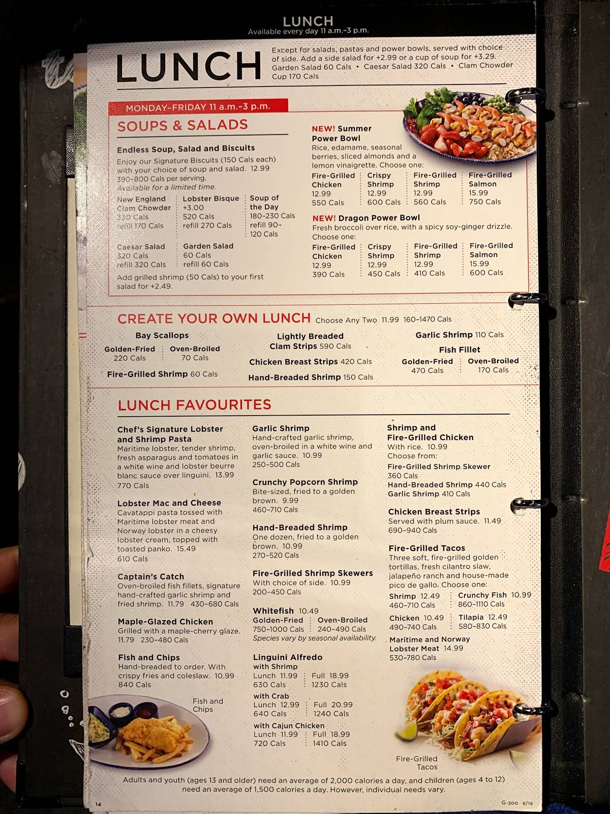 Menu au Red Lobster - Ottawa restaurant, Ottawa, St. Laurent Blvd