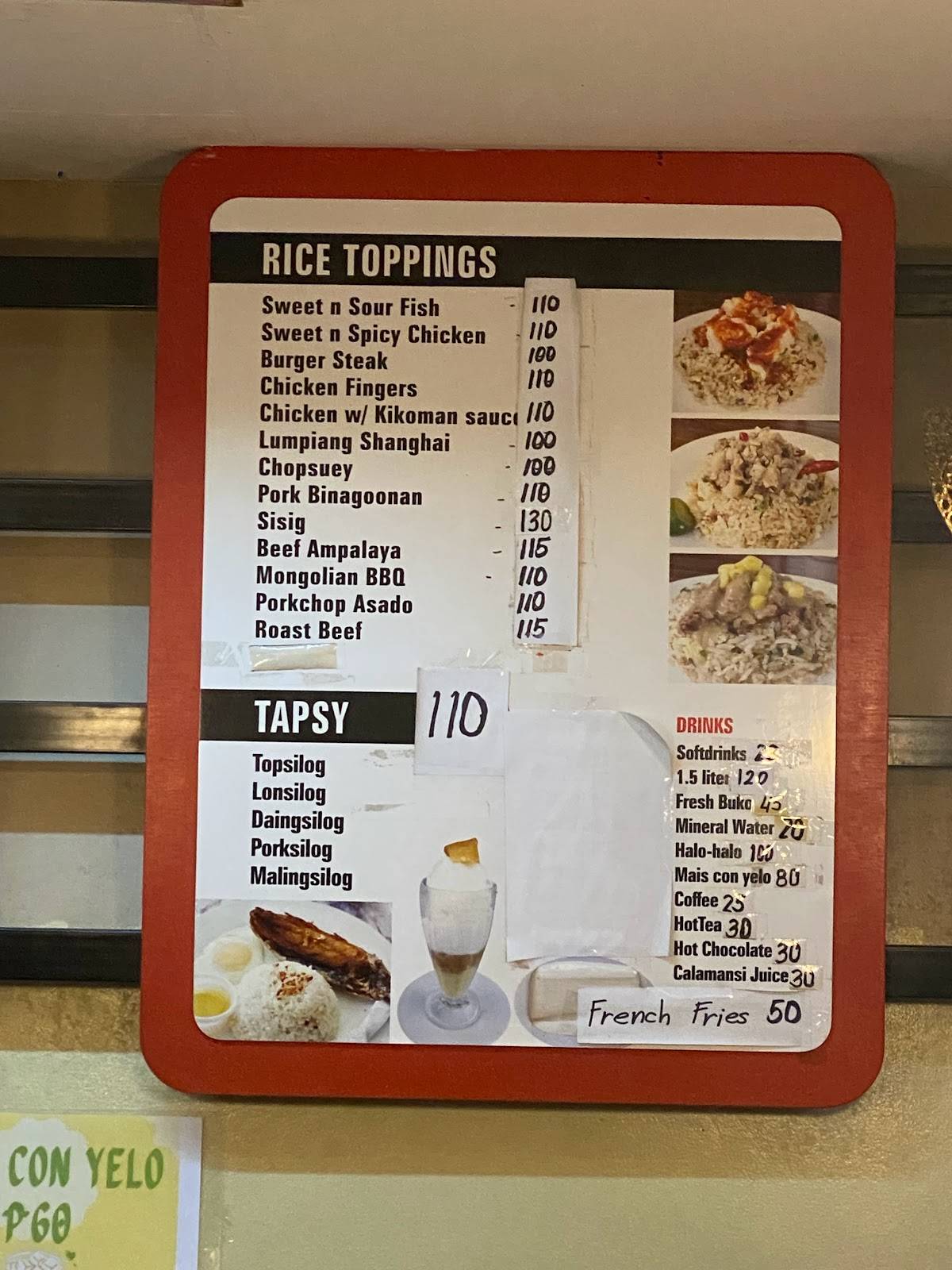 Menu at Otties restaurant, Angeles