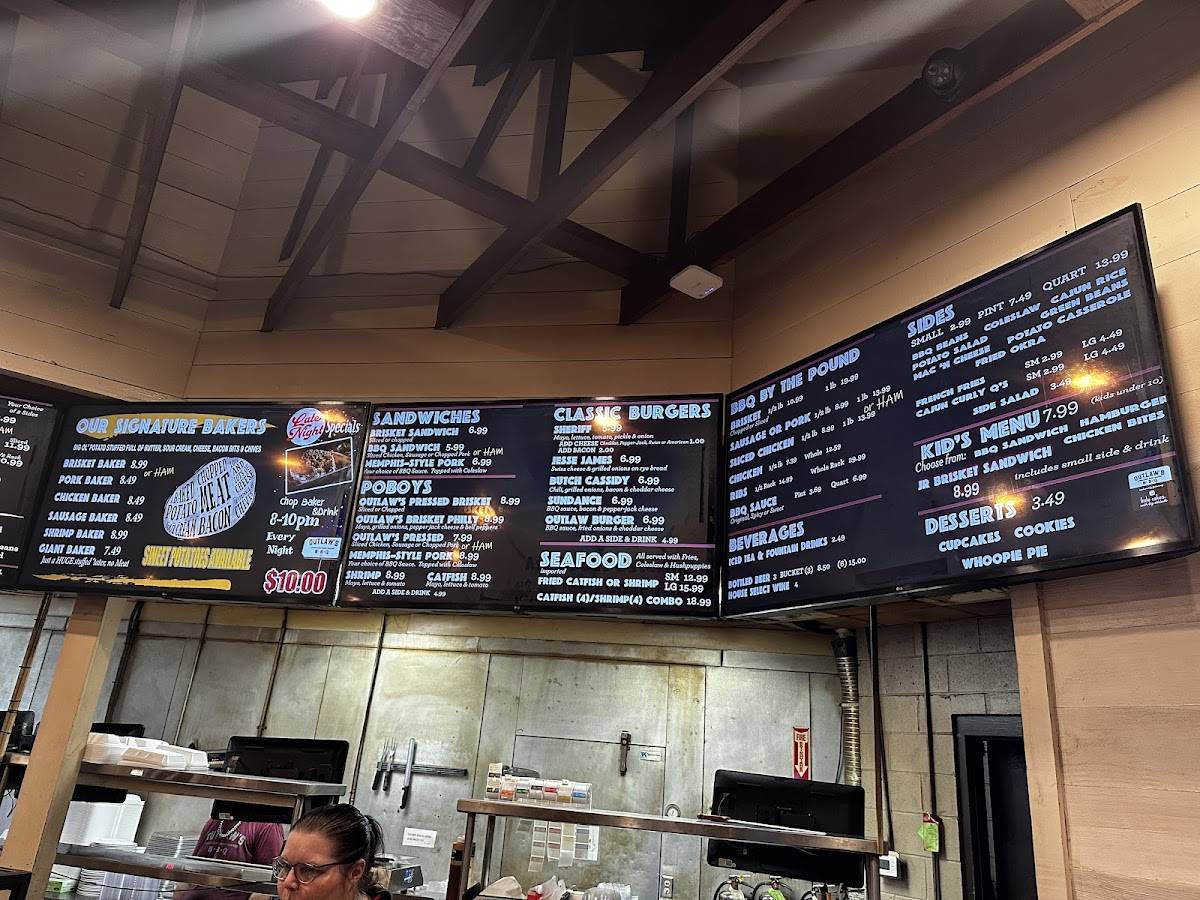 Menu at Outlaw's BBQ--Pineville, Pineville, 359 Kings Country Rd
