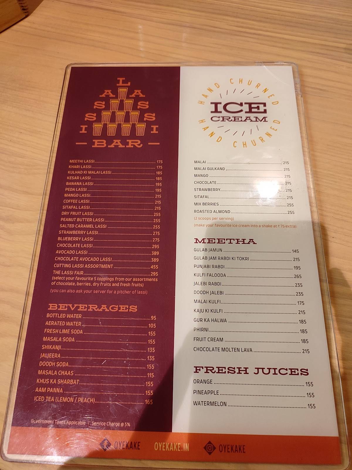 Menu at Oye Kake, Mumbai, R City Mall