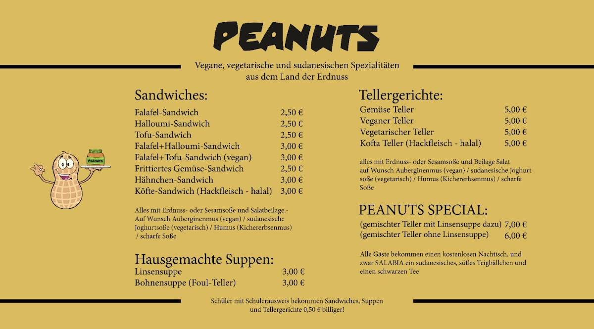 Speisekarte von PEANUTS RESTAURANT - Sudanesische Spezialitäten, Berlin