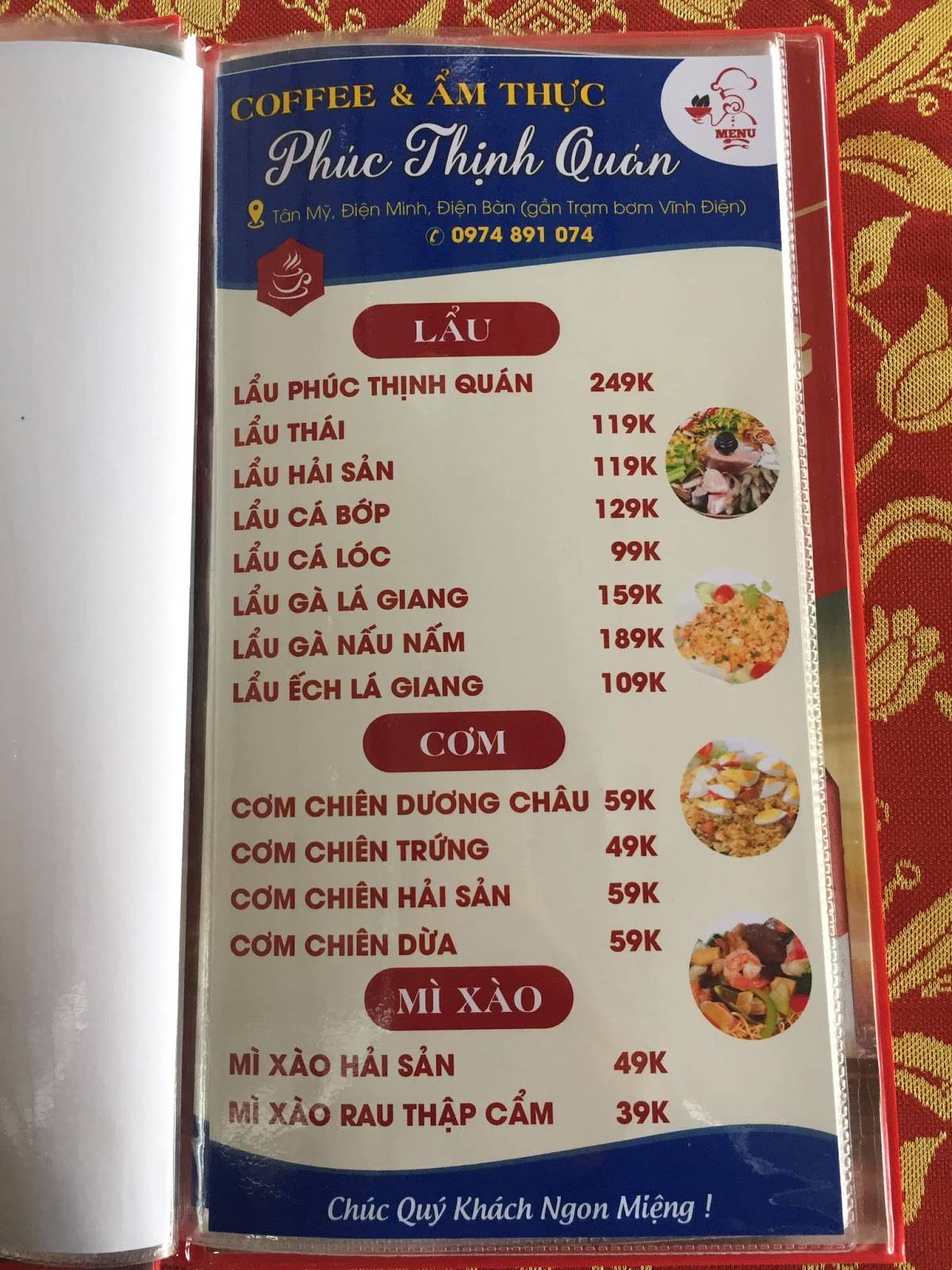 Carta de PHÚC THỊNH Quán - Cafe & Ẩm thực sân vườn, tp. Hội An