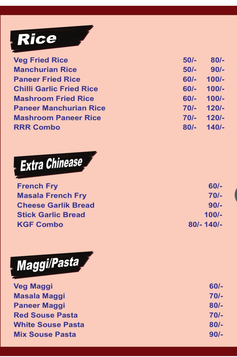 Menu at PIZZA HUB, Atarra