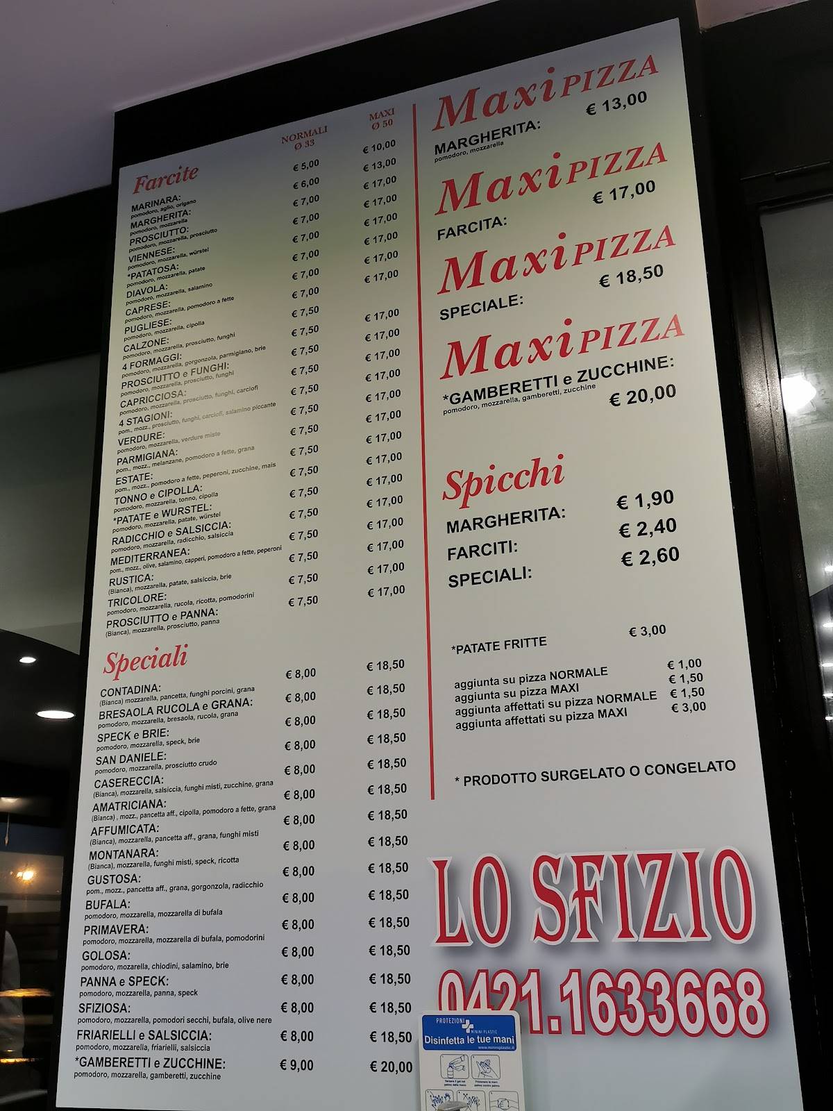 Menu da PIZZERIA LO SFIZIO DA PAOLO, Portogruaro