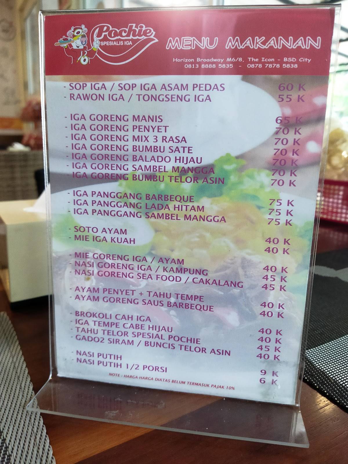 Menu at POCHIE Spesialis Iga The Icon restaurant, Tangerang