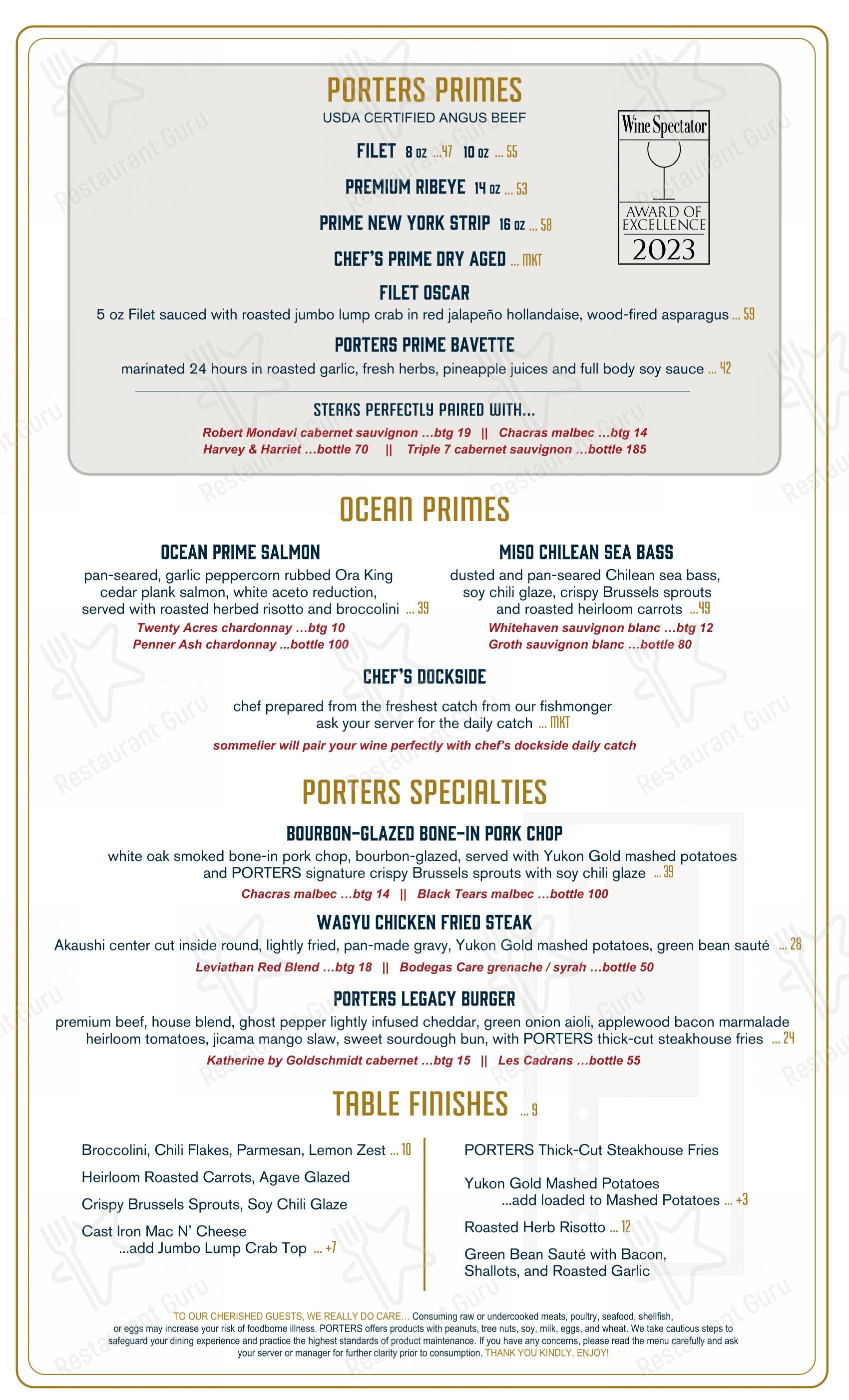 Menu at PORTERS Dining + Bar, College Station, 180 Century Square Dr ...