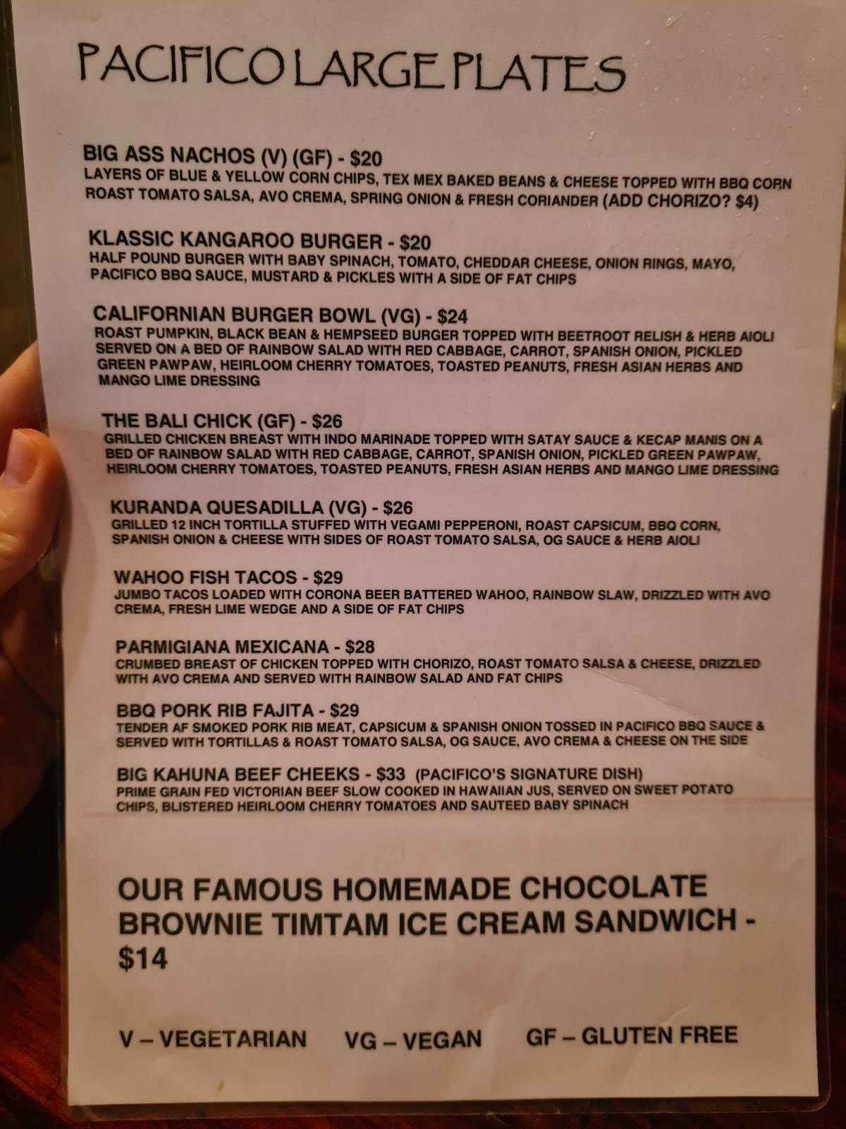 Menu at Pacifico Tiki Bar & Grill, Parramatta Park