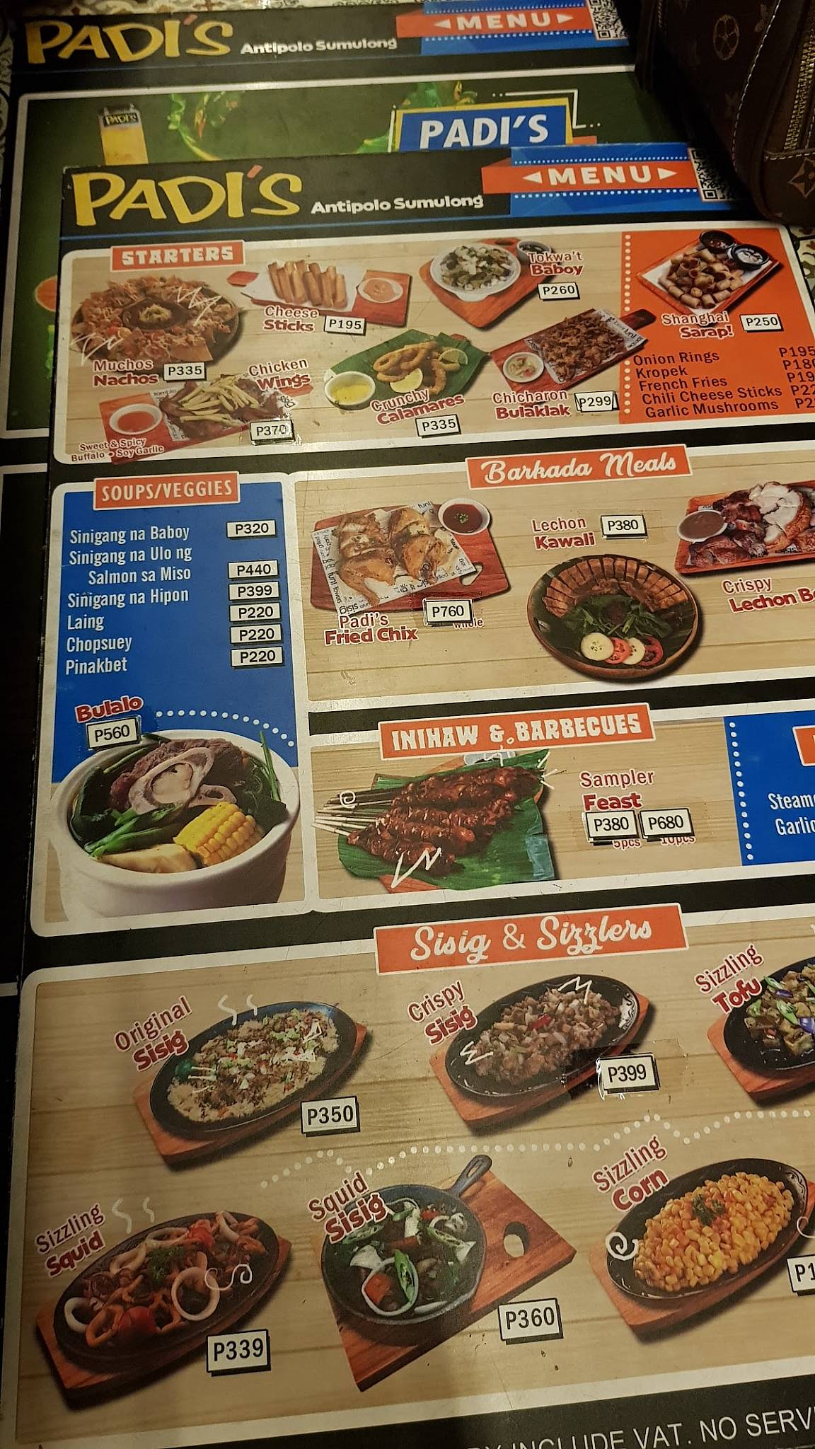 Menu at Padi's Point Sumulong Branch pub & bar, Antipolo, Sumulong Hwy
