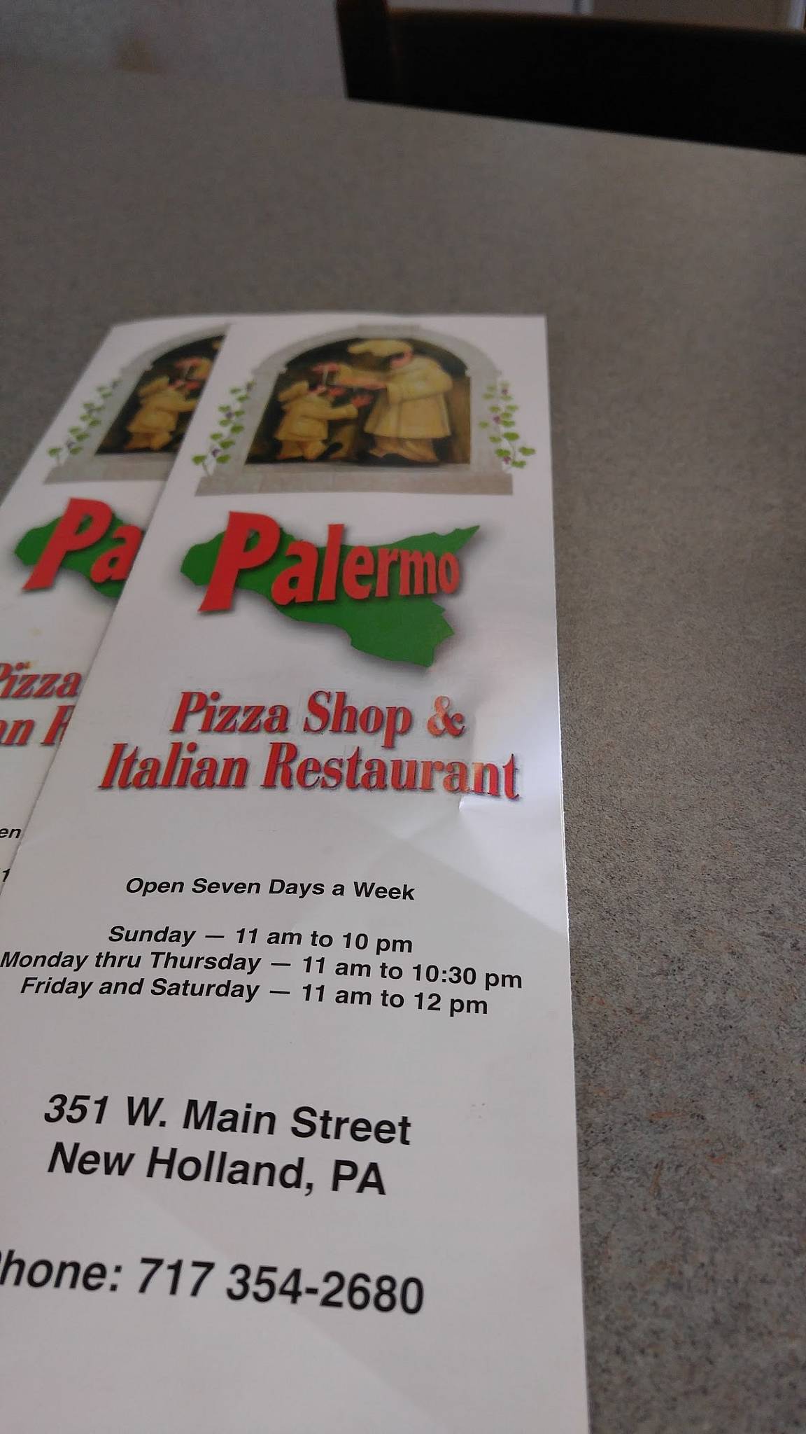 Menu at Palermo Pizza & Italian Restaurant, New Holland