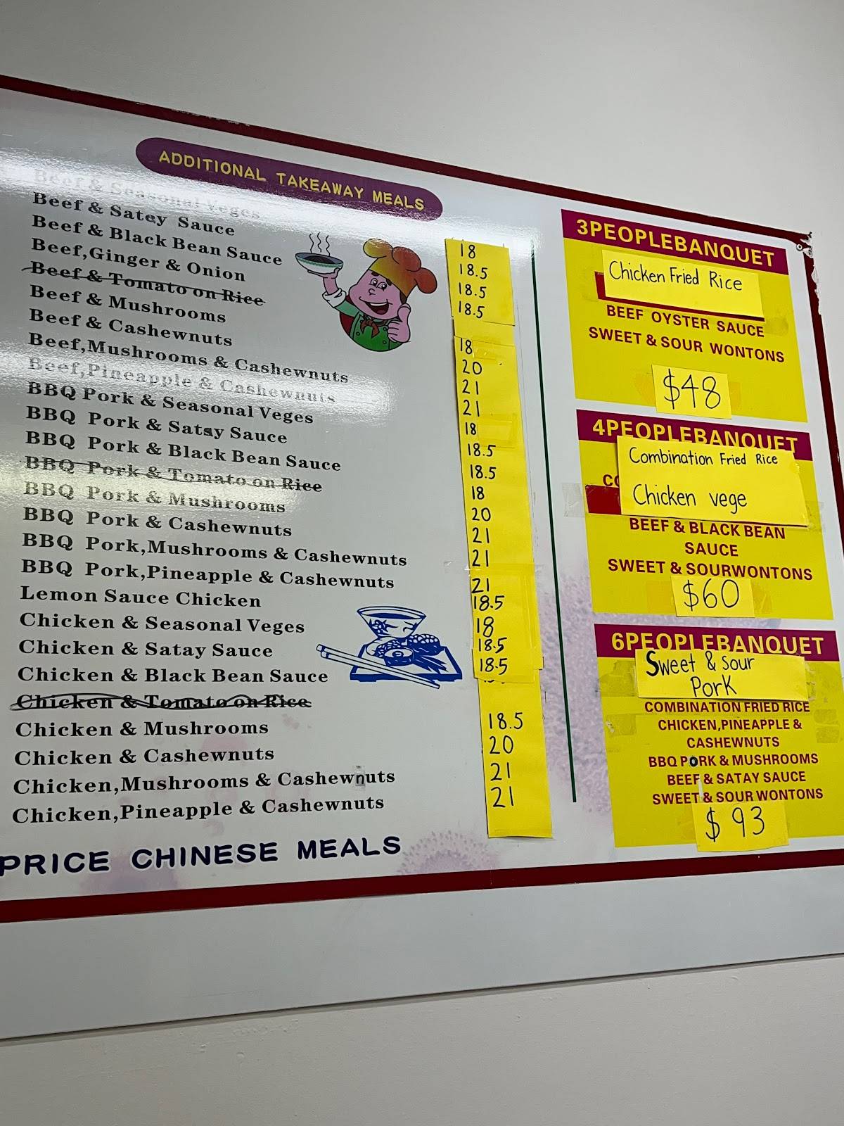 Menu at Terrace End Takeaways fast food, Palmerston North