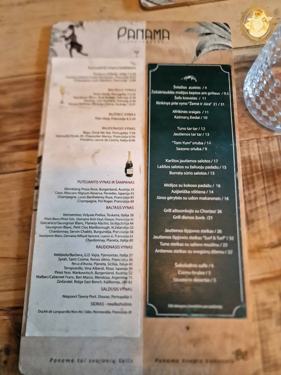 Menu at Panama Food Garden restaurant, Vilnius