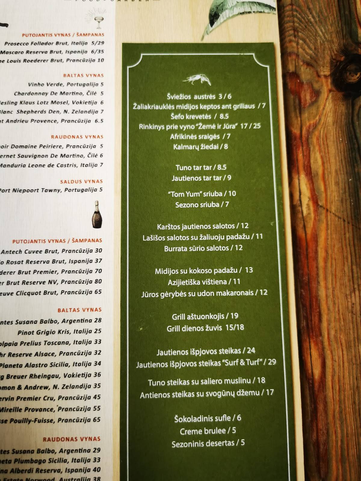 Menu at Panama Food Garden restaurant, Vilnius