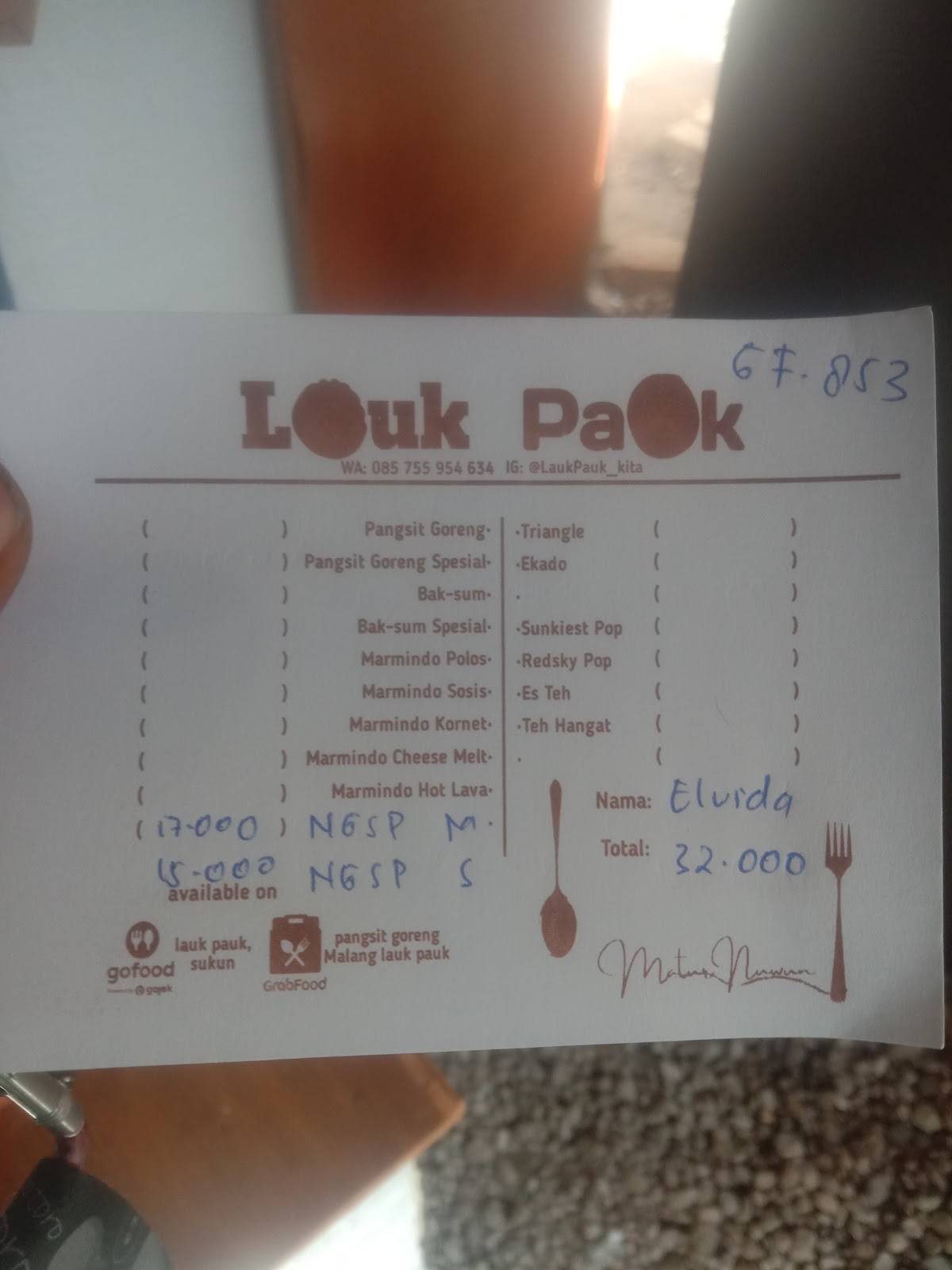 Carta del restaurante Pangsit Goreng LaukPauk 1, Malang