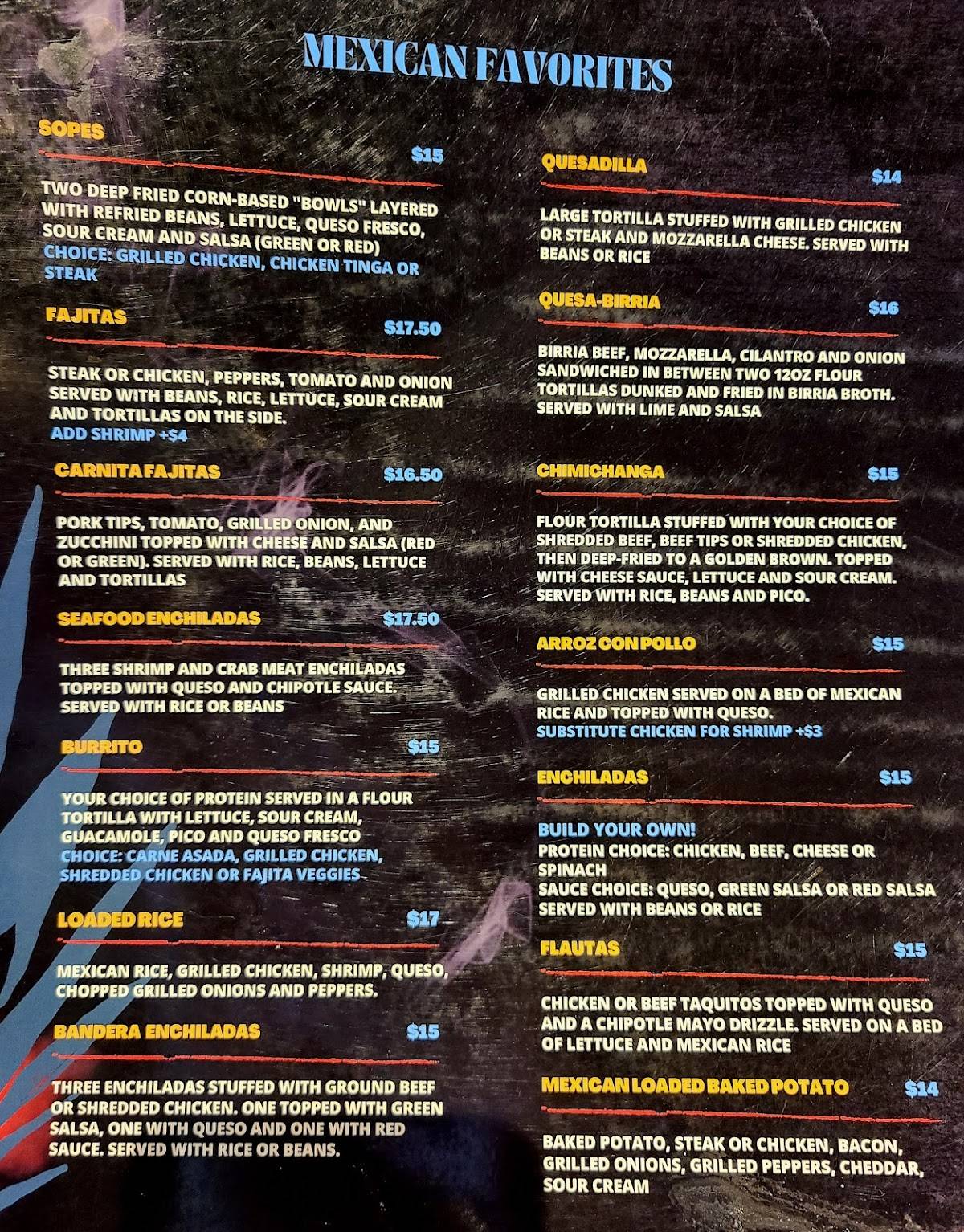 Menu at Papi Chulo's Cantina pub & bar, Spencer
