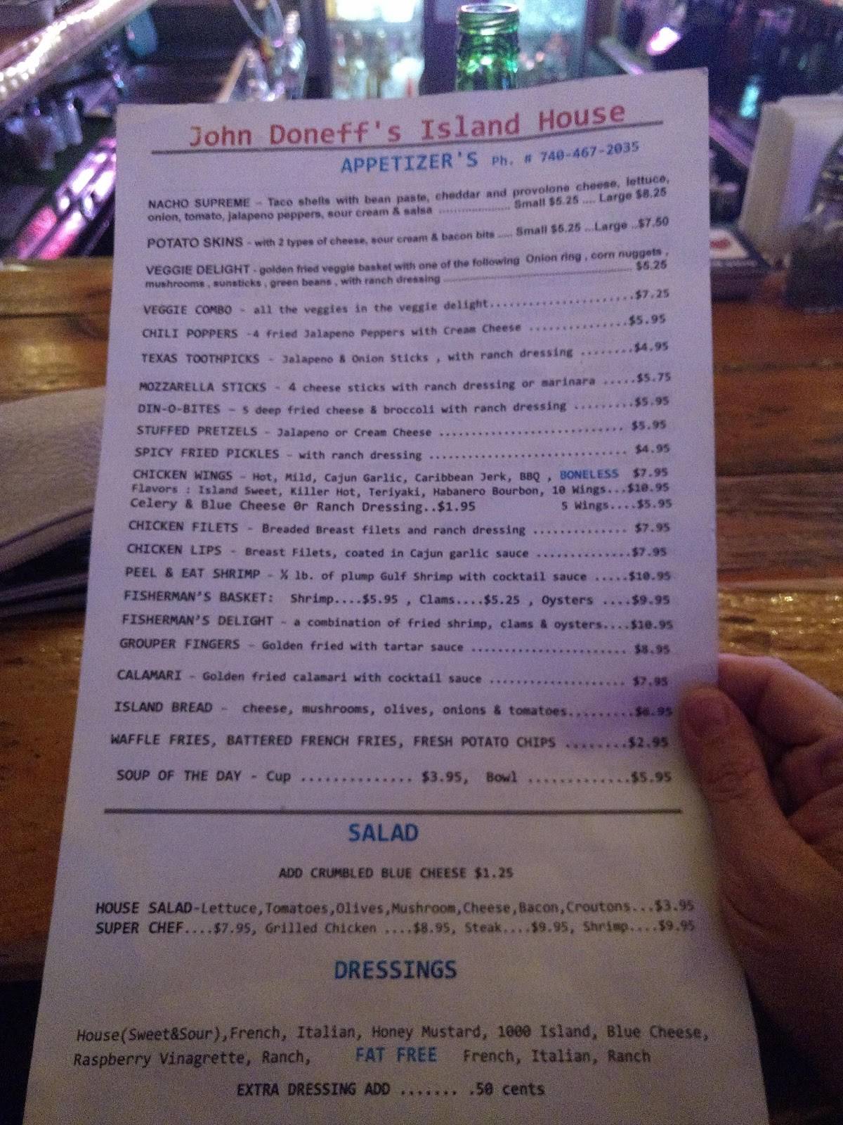 Menu at Pappy D's Island House pub & bar, Millersport