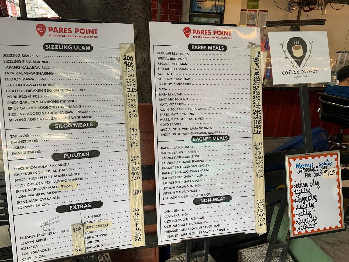 Menu at Pares Point Grill and Resto Bar, Makati