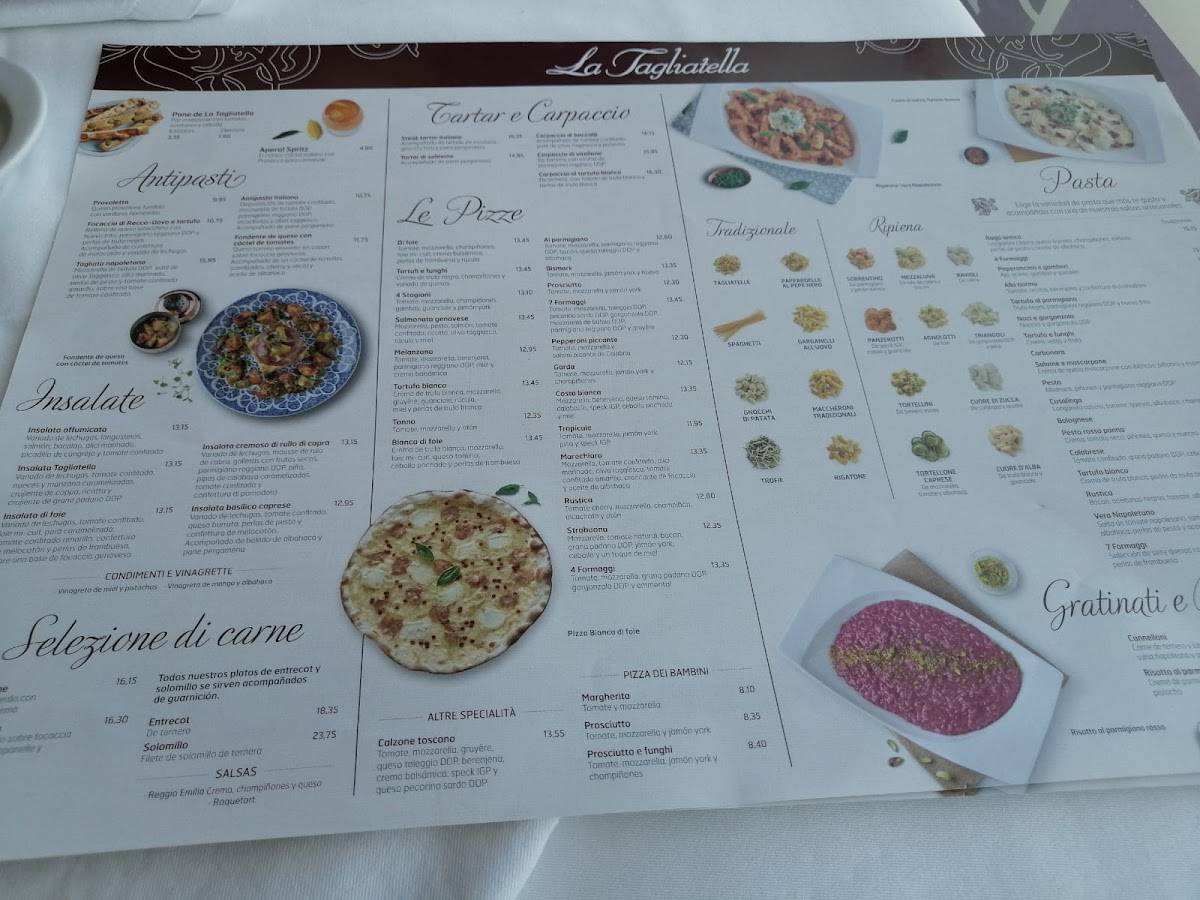 Carta del restaurante La Tagliatella CC Parets, Parets del Vallès ...