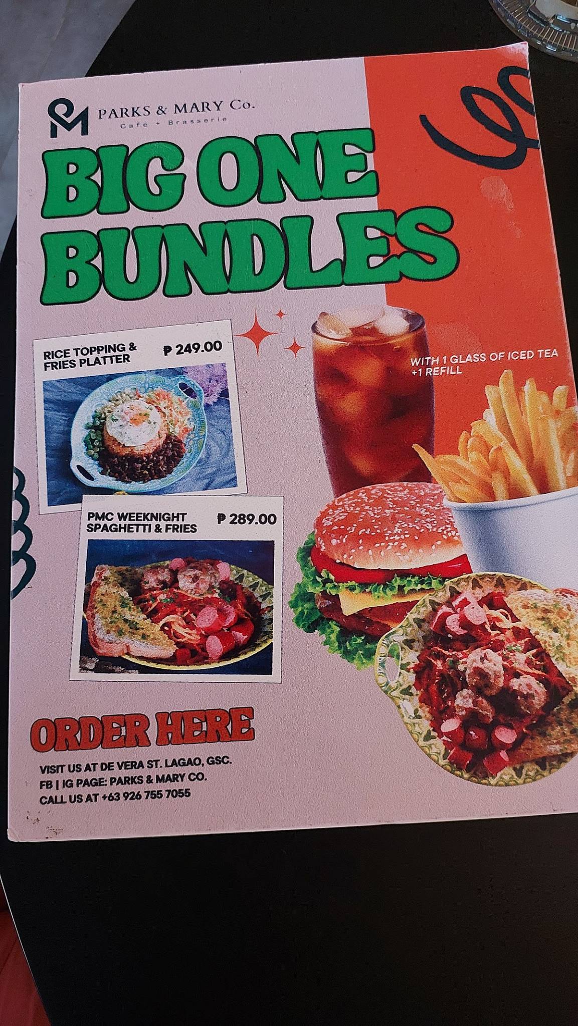 Menu at Parks & Mary Co. restaurant, General Santos City