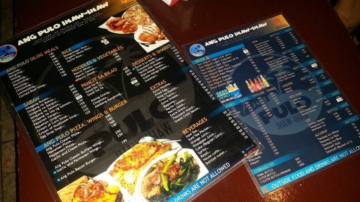 Menu at Ang Pulo Ihaw - Ihaw restaurant, Pasig