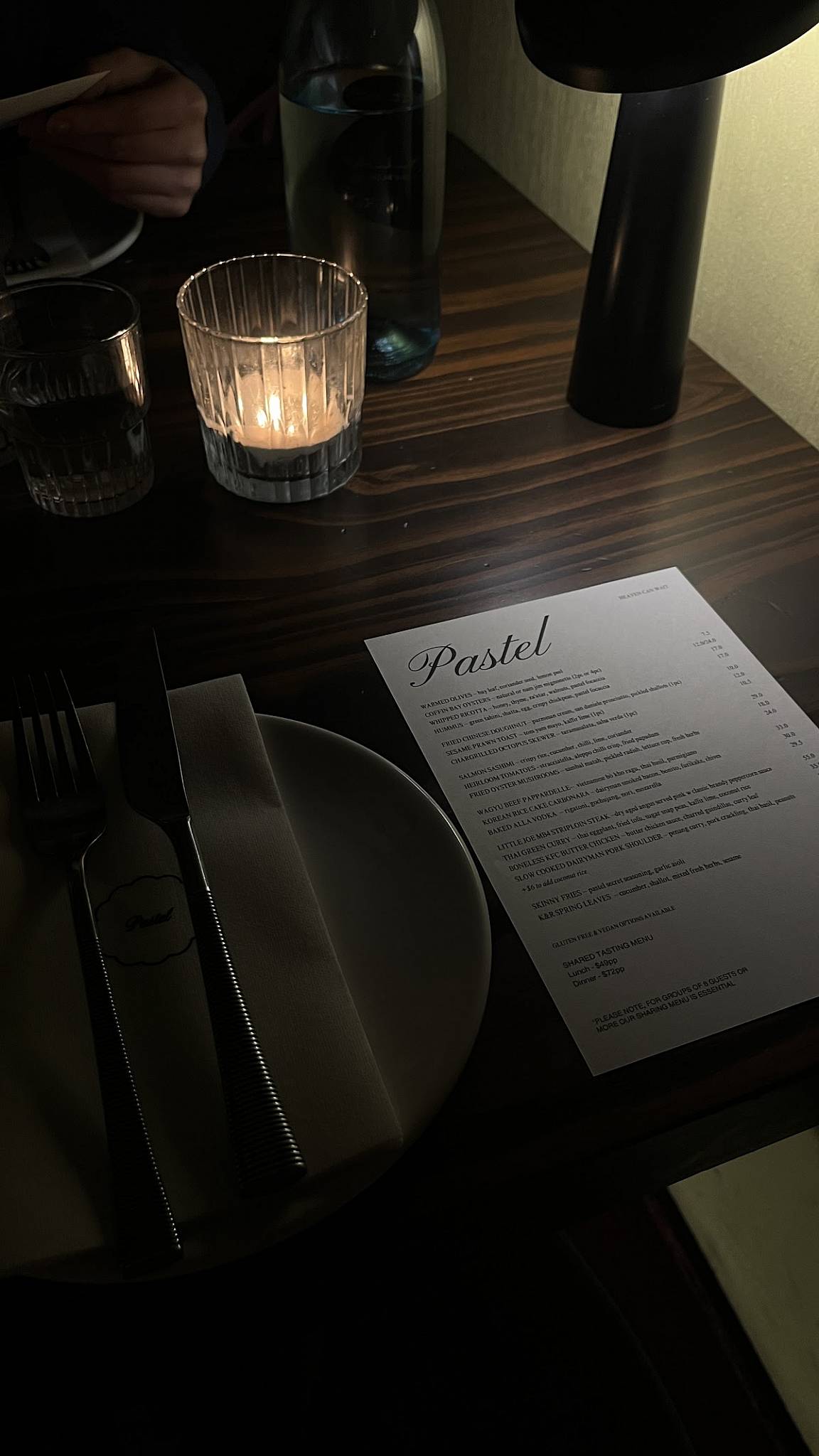 Menu at Pastel Wine Bar, North Adelaide
