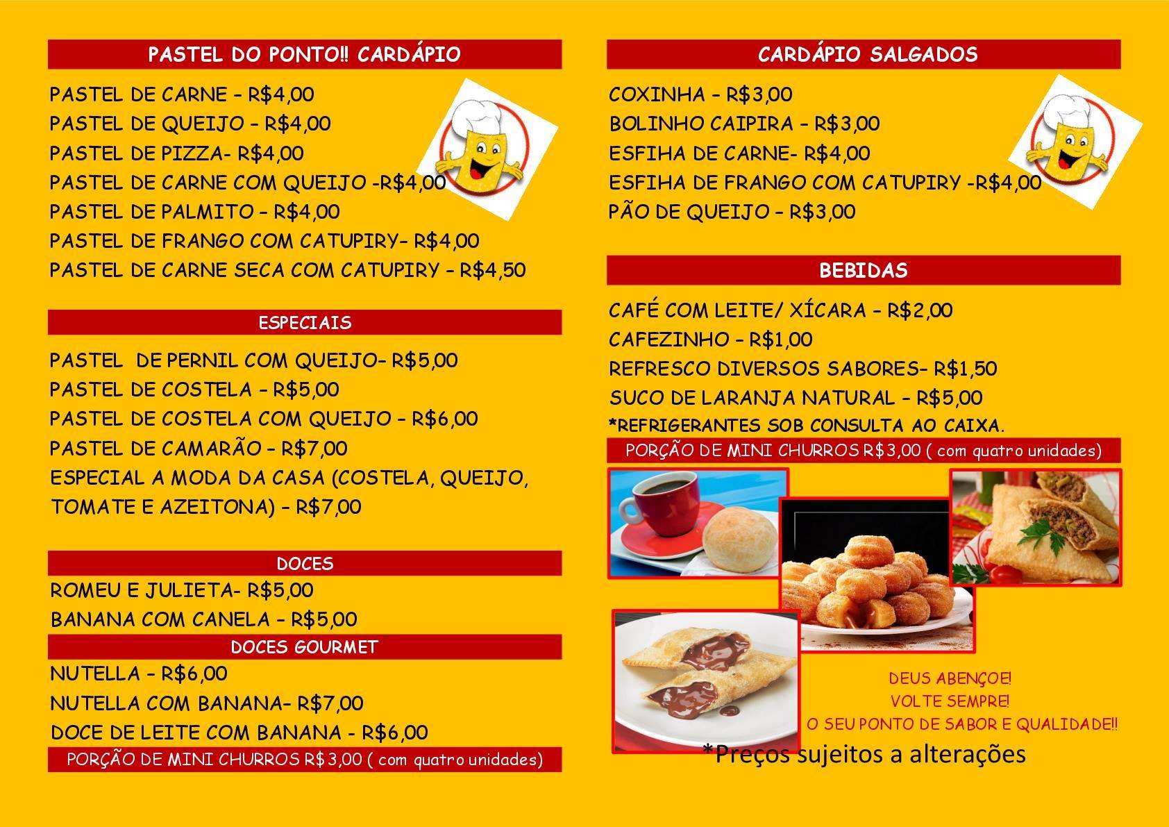 Menu em Pastel Do Ponto cafeteria, Piedade, Rua Capitao Moraes