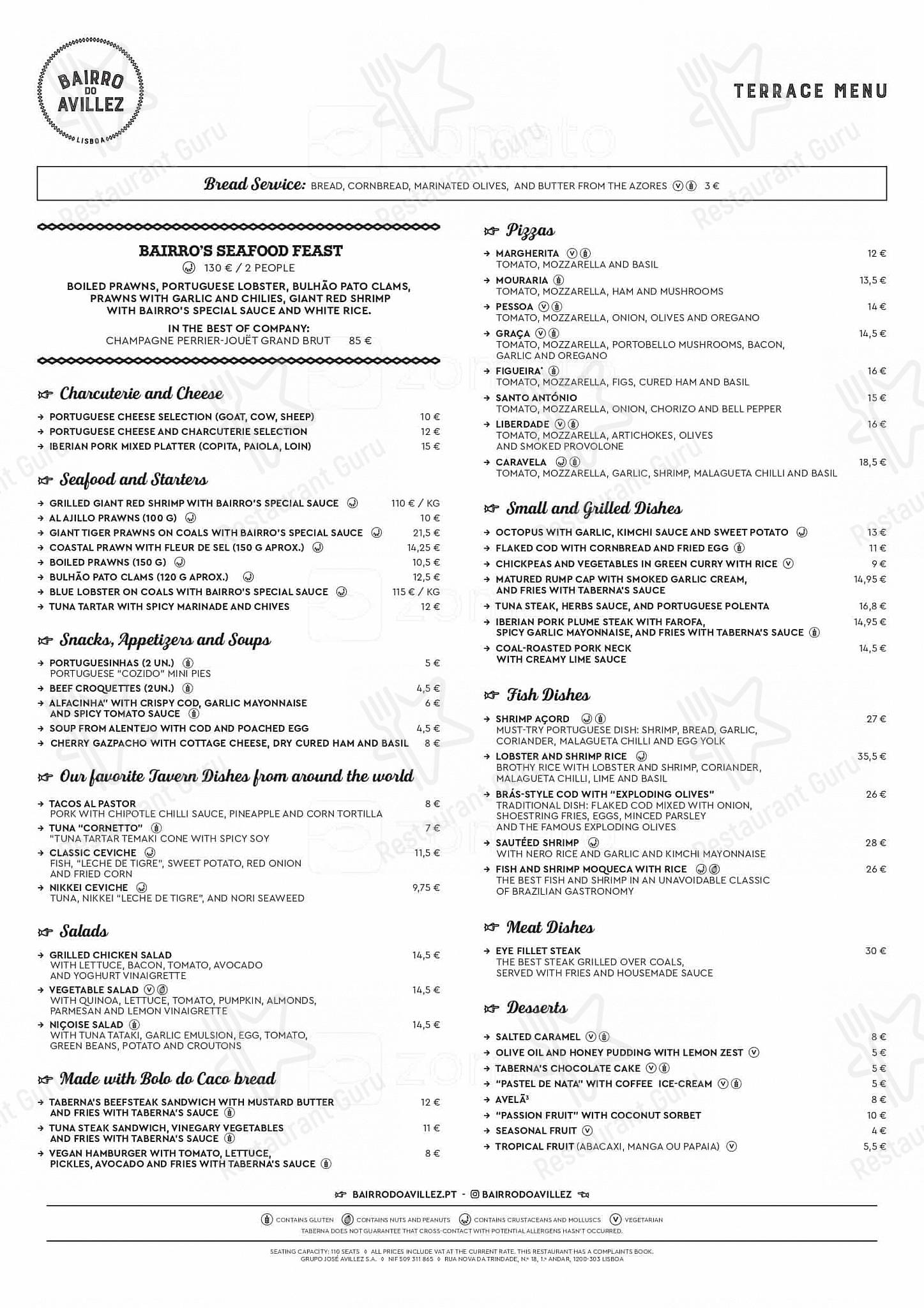 Menu at Pateo - Bairro do Avillez restaurant, Lisbon