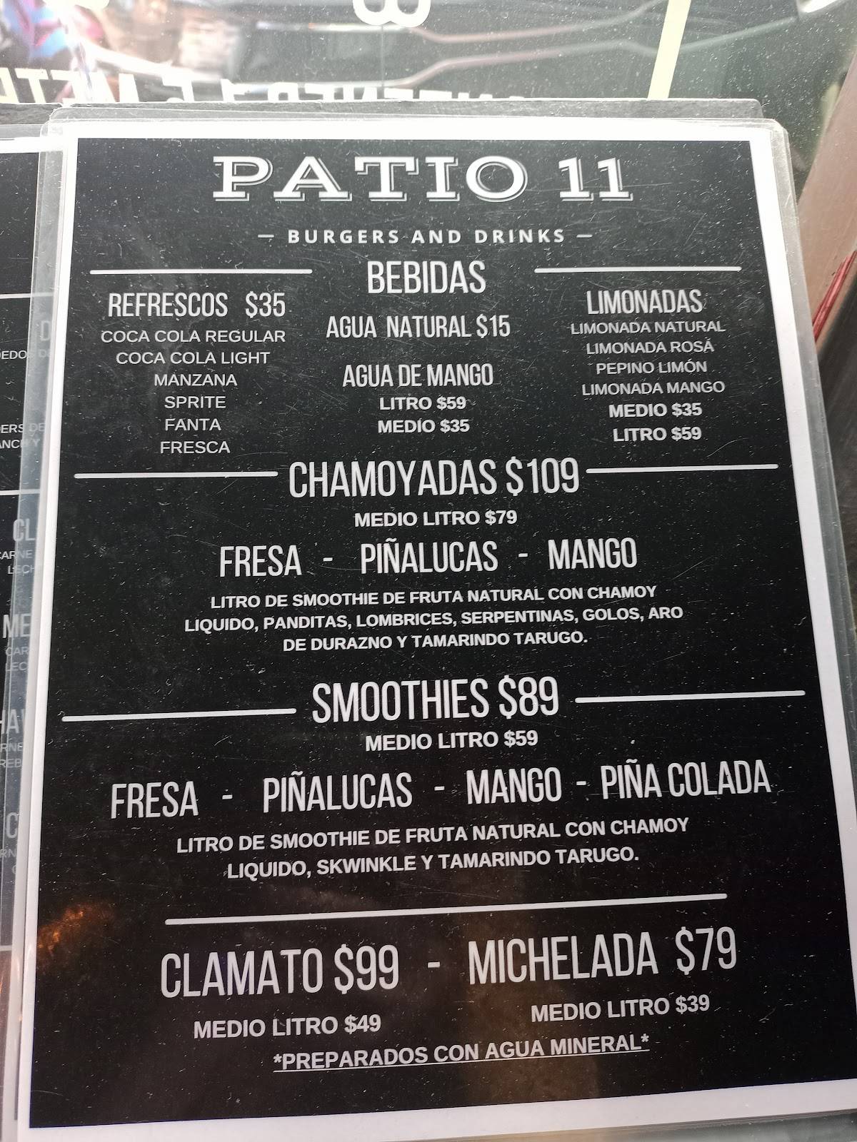 Carta de Patio 11 Restaurante, Monterrey